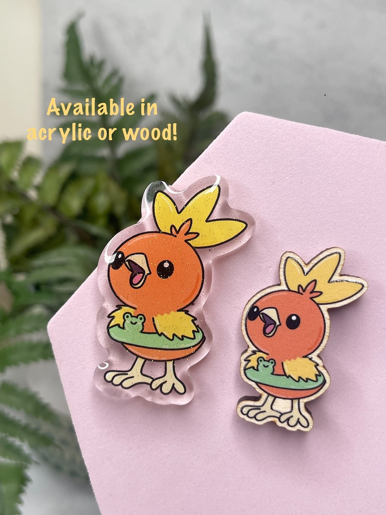 Torchic Frog Floatie Glitter Acrylic Pin Badge / Pokemon Accessories ...