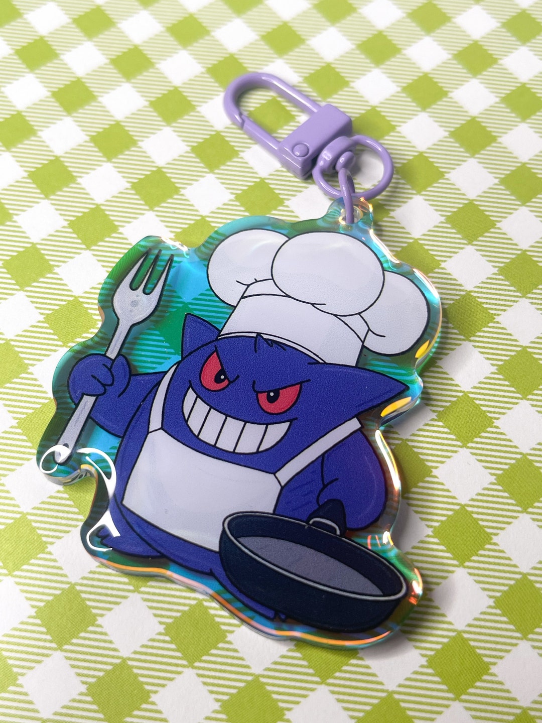 Cute Chef Gengar Keychain / Pokemon Charm / Gengar Keyring / Gen 1 ...