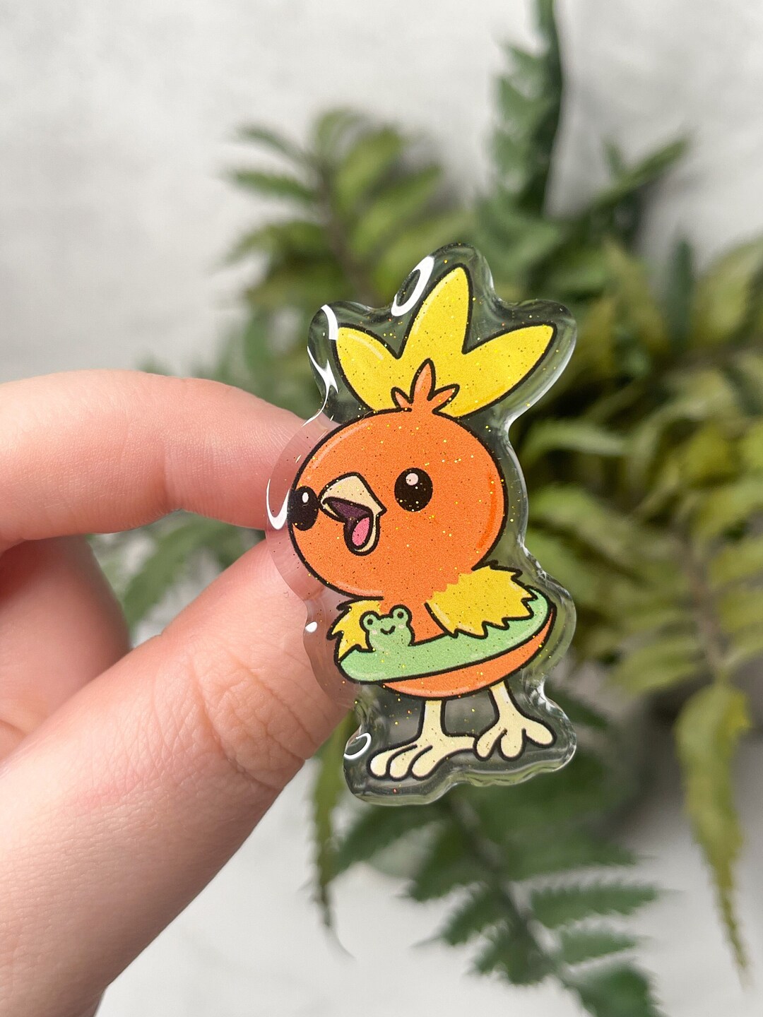 Torchic Frog Floatie Glitter Acrylic Pin Badge / Pokemon Accessories ...