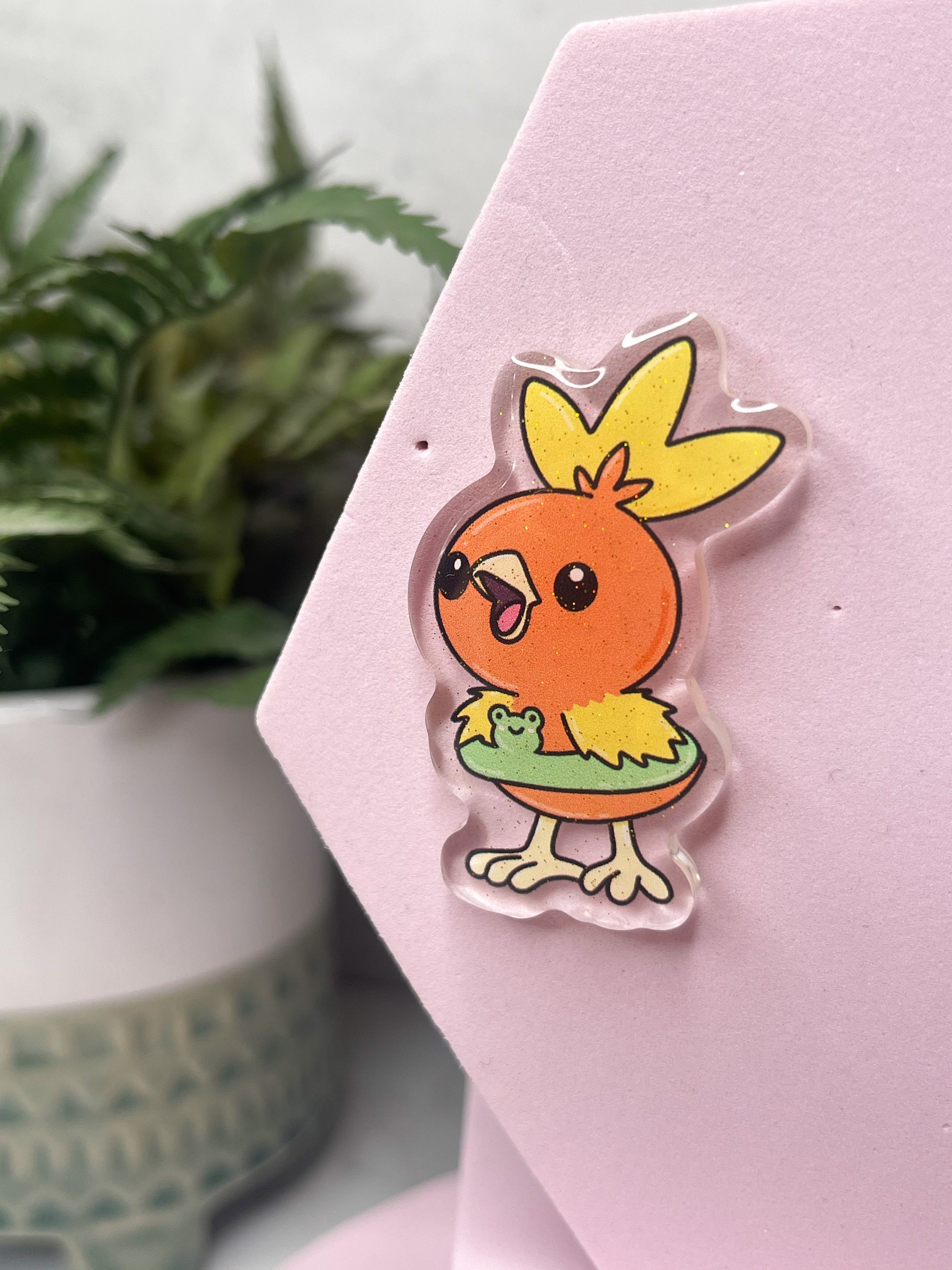 Torchic Frog Floatie Glitter Acrylic Pin Badge / Pokemon Accessories ...