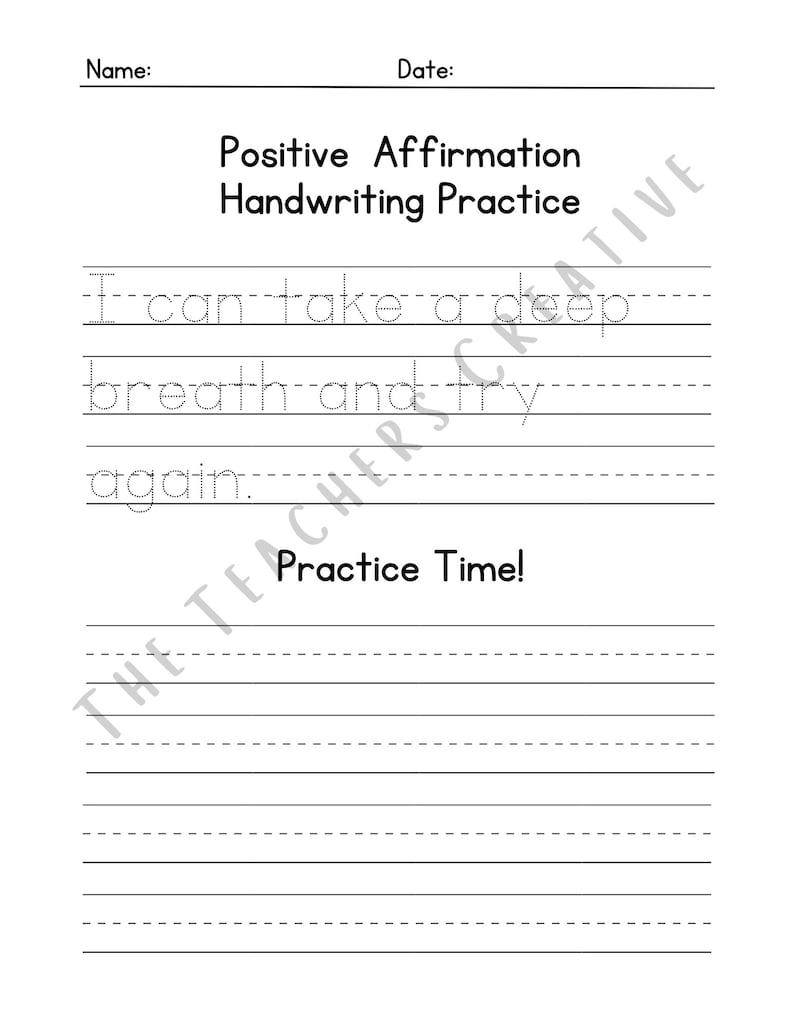 Positive Affirmation Worksheets for Kids - Etsy
