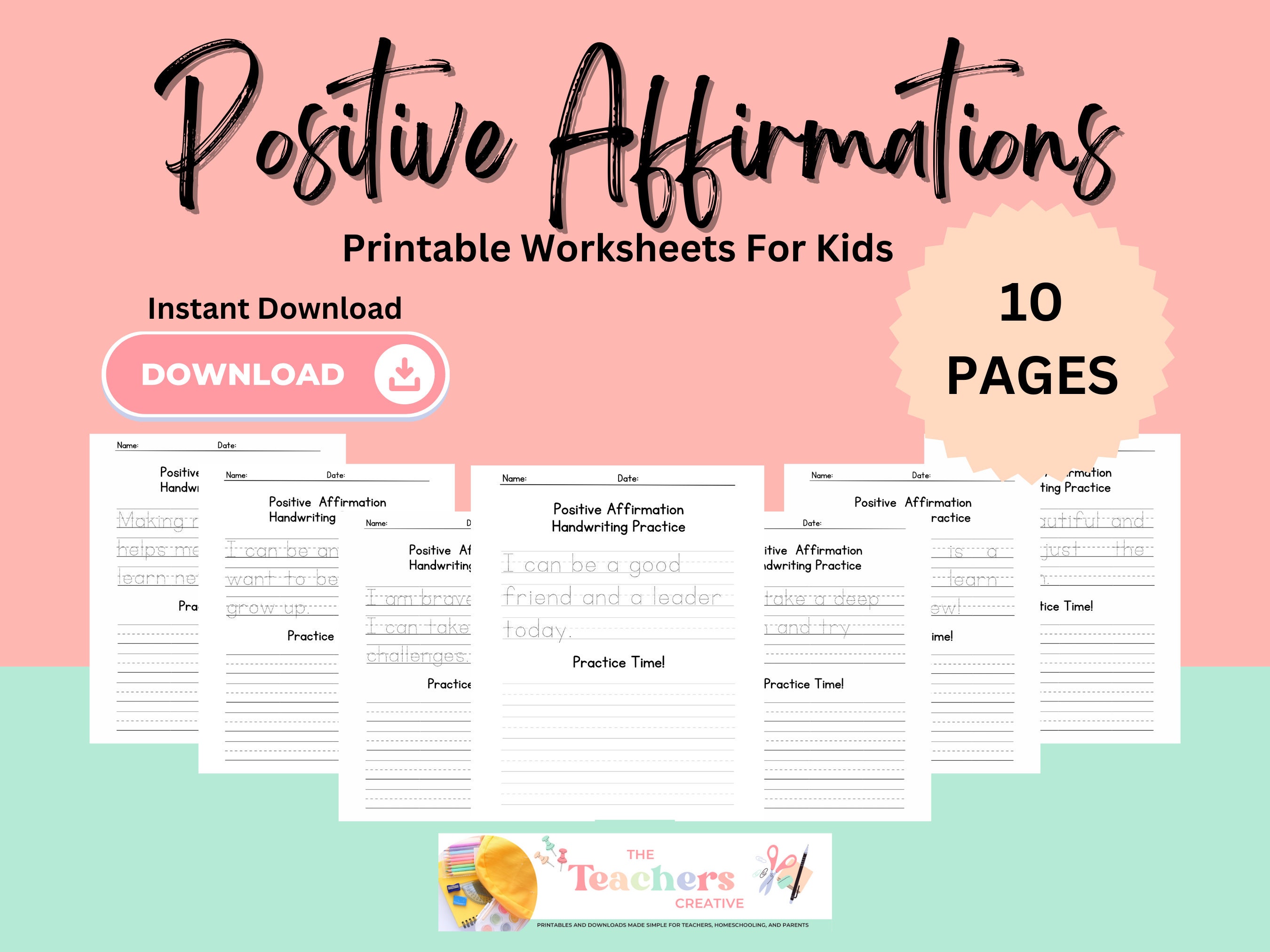 Positive Affirmation Worksheets for Kids - Etsy