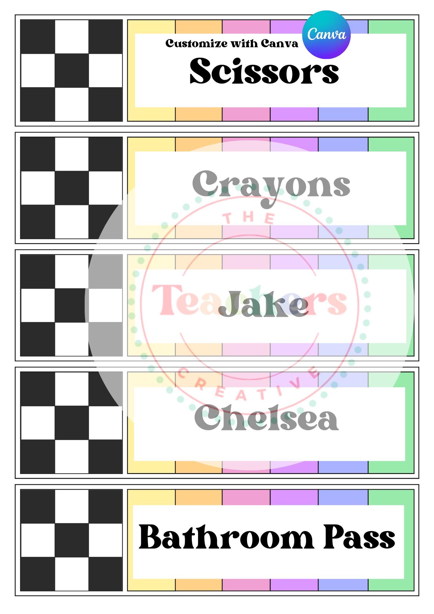 Classroom Colorful Checkered Label for Back to School Desk Labels ...