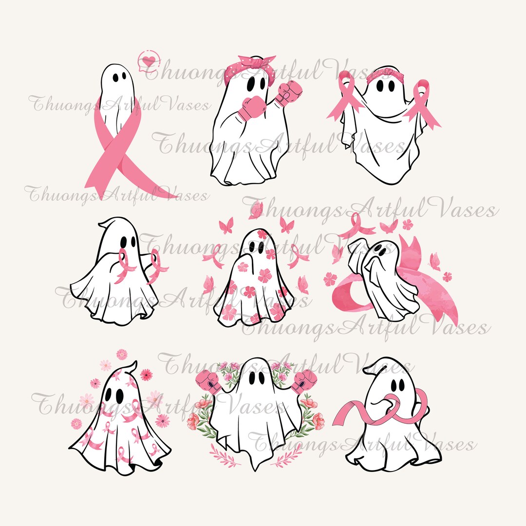 Pink Ghost Png Ghost Collage Svg Png, Breast Cancer is Boo Sheet Svg ...