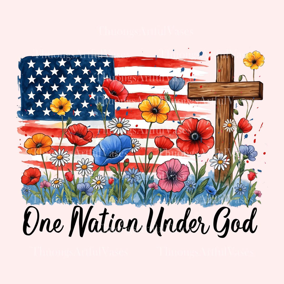 One Nation Under God Png, 4th of July Christian Patriotic Sublimation ...
