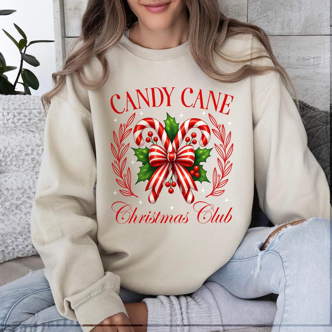 Candy Cane Christmas Club PNG, Retro Candy Cane Sweatshirt, Coquette ...