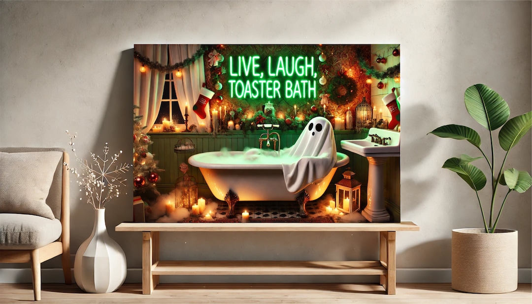 Live, Laugh, Toaster Bath, Tropical Gothic Bathroom Wall Art Print ...