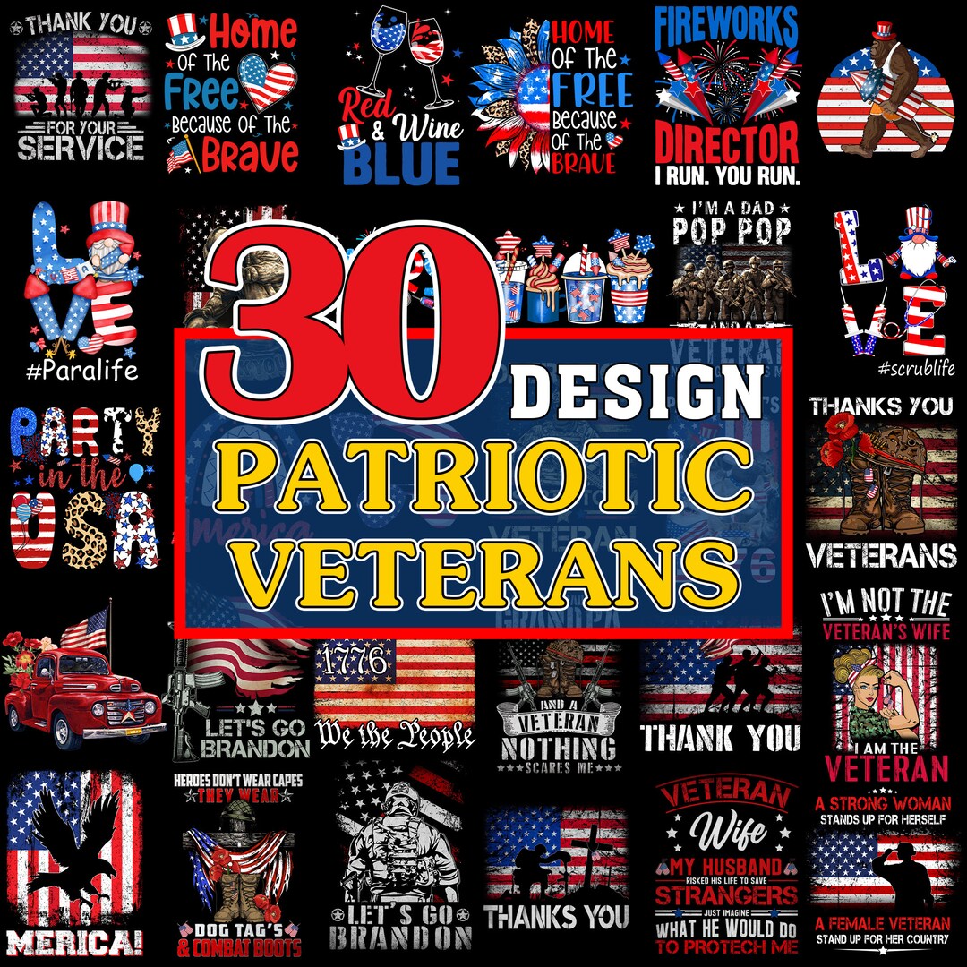 30 Patriotic Veteran Bundle Png Sublimation Design, Military Bundle PNG ...