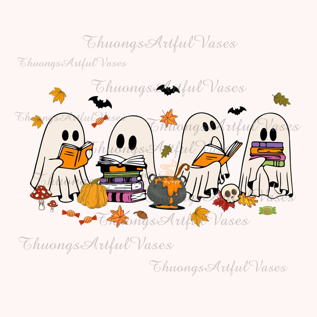 Cute Ghost Book Nerd, Funny Book Lover Halloween PNG, Ghost Halloween ...