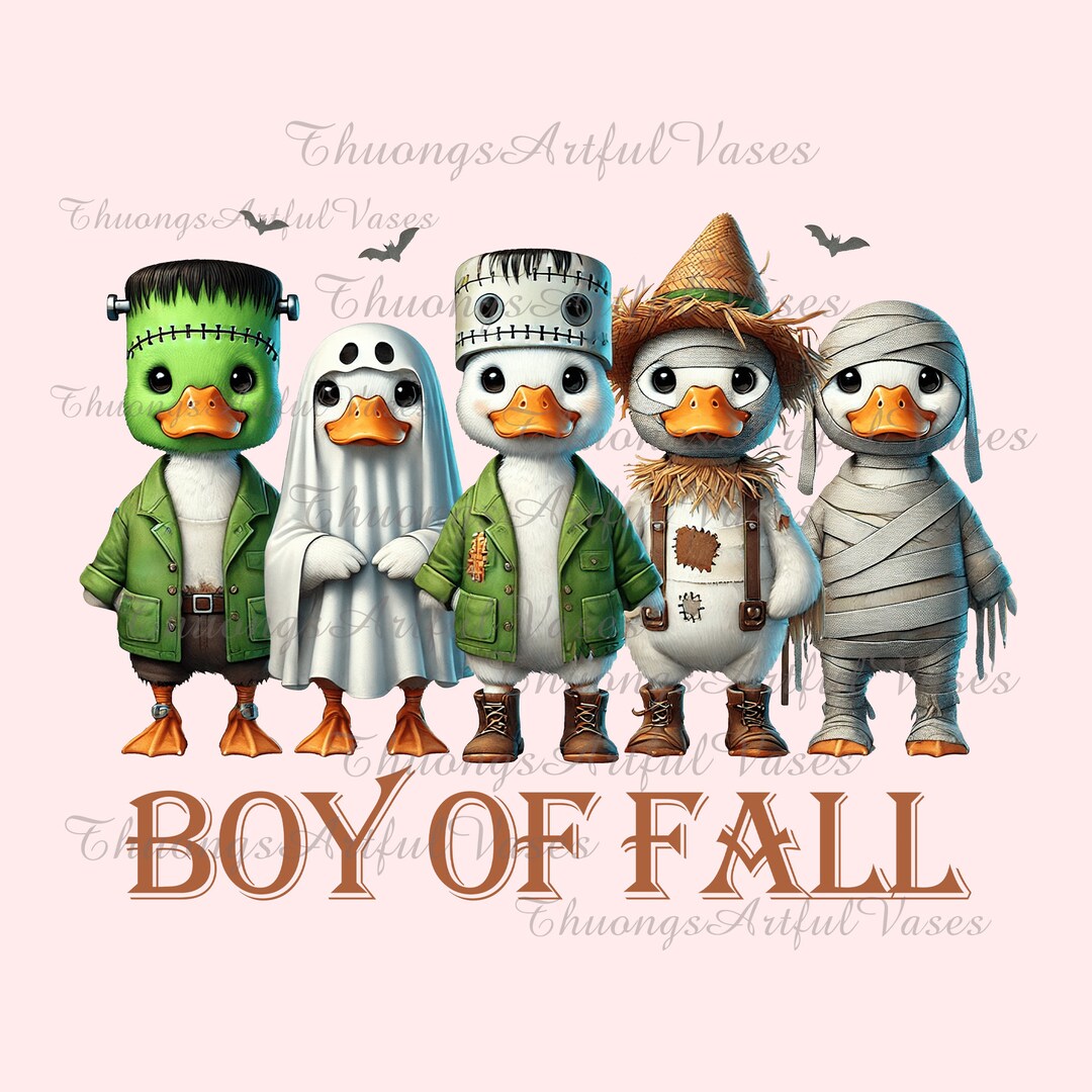 Cute Boys of Fall Ghost Ducks Png, Fall Vibes Png, Halloween Animal Png ...