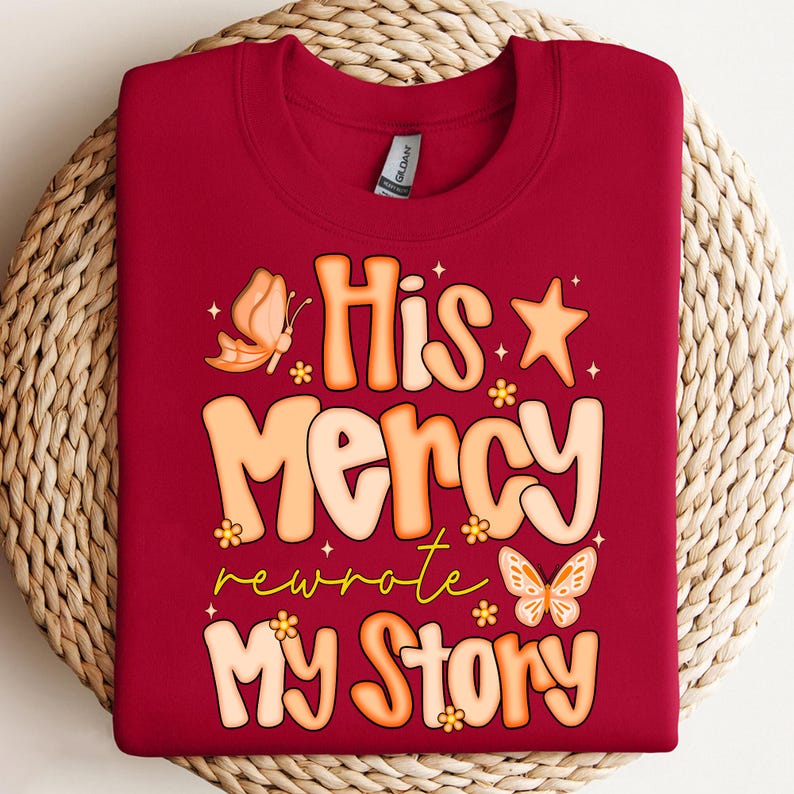 His Mercy Rewrote My Story Png, Retro Fall Christian Png, Bible Verse ...
