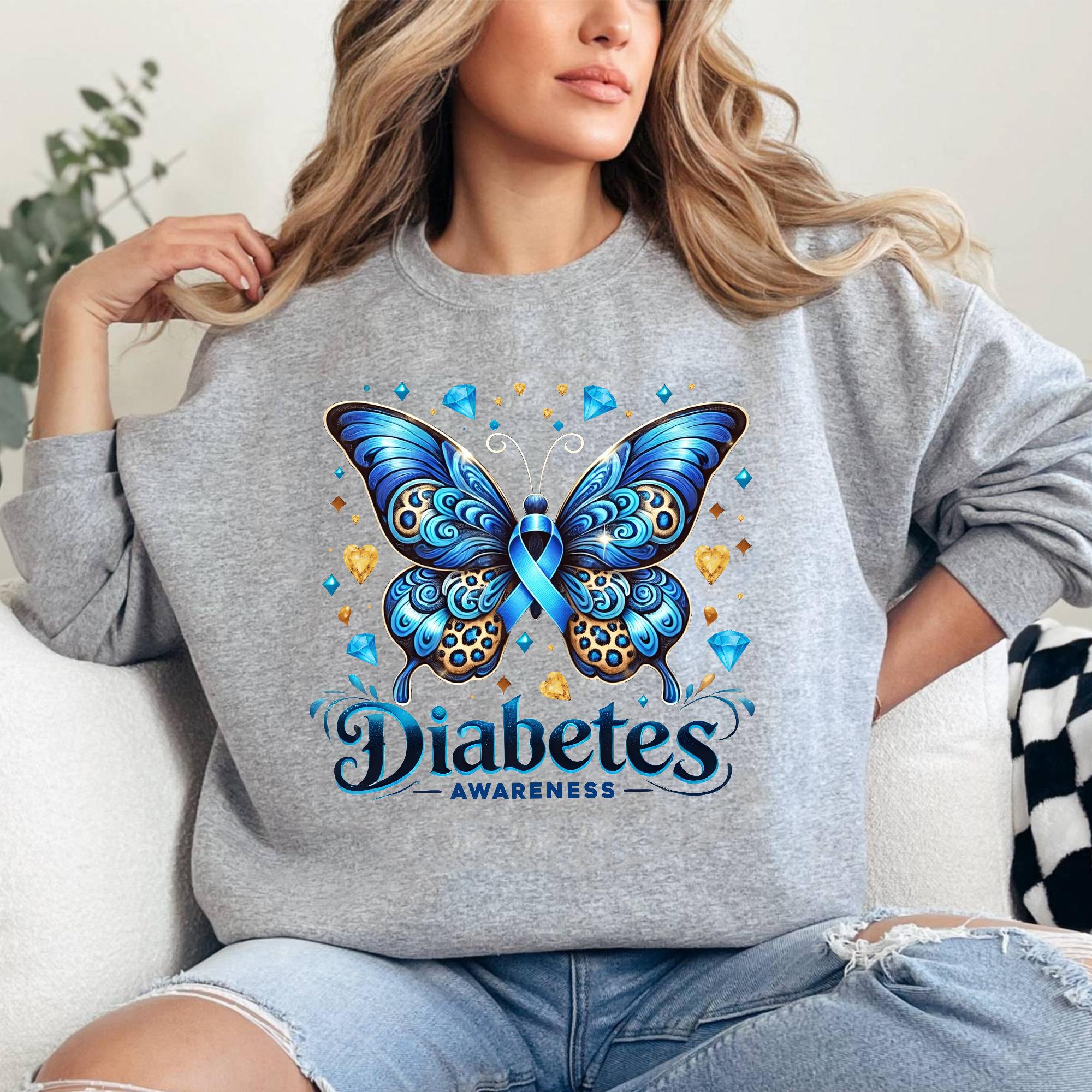 Diabetes Awareness PNG, in November We Wear Blue Shirt Png, Butterfly ...