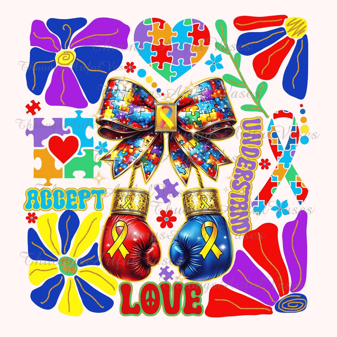 Boho Autism Awareness Png, Autism Mama PNG, Glitter Autism Bow PNG ...