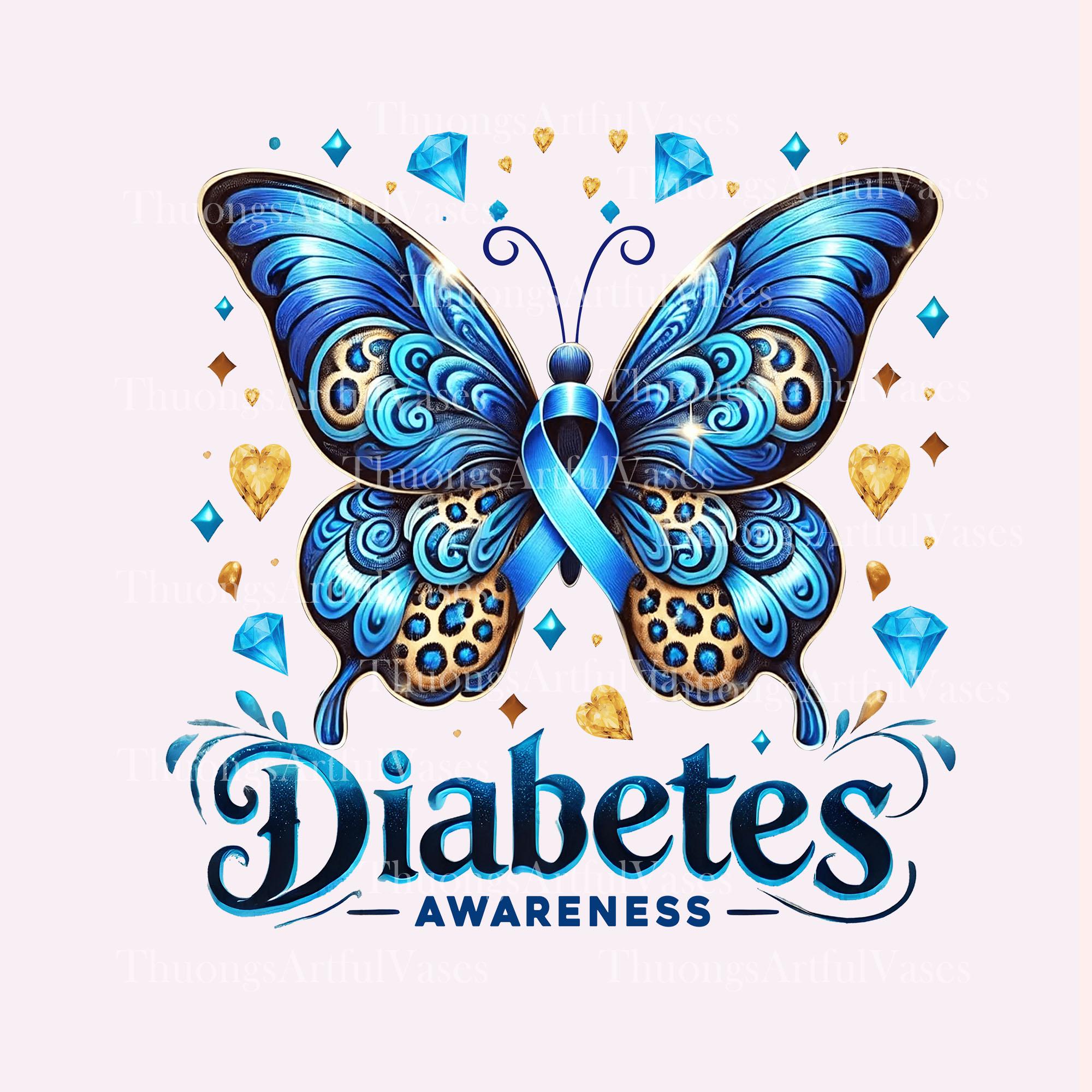 Diabetes Awareness PNG, in November We Wear Blue Shirt Png, Butterfly ...
