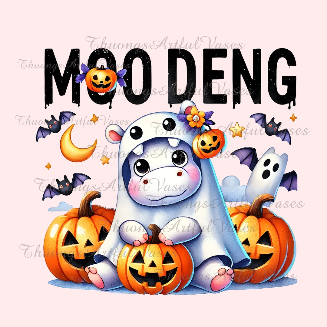 Funny Moo Deng Halloween Png, Bouncy Pig Png, Baby Hippo Png, Moo Deng ...