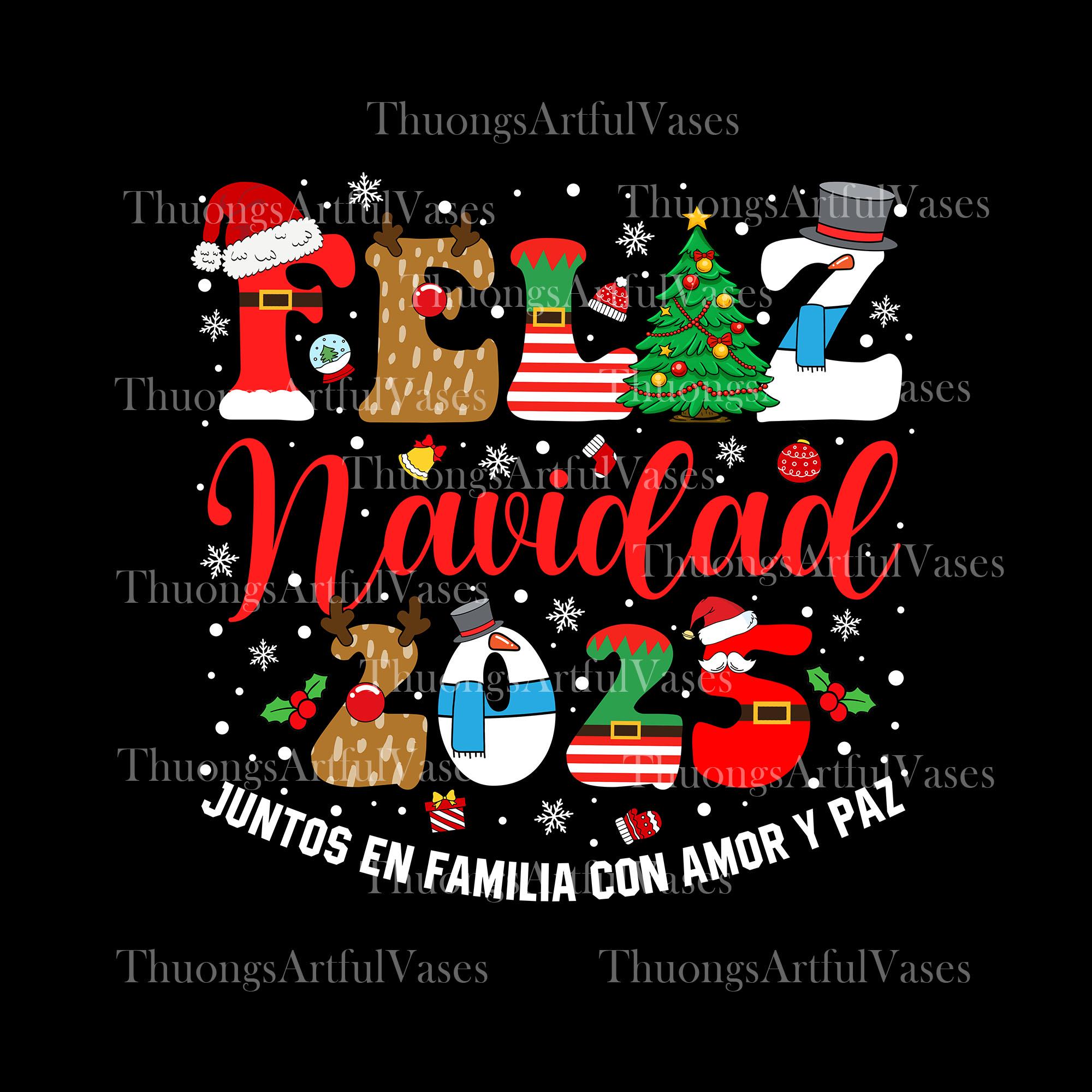 Feliz Navidad 2025 PNG, Merry Christmas, Spanish Christmas Png, Navidad ...