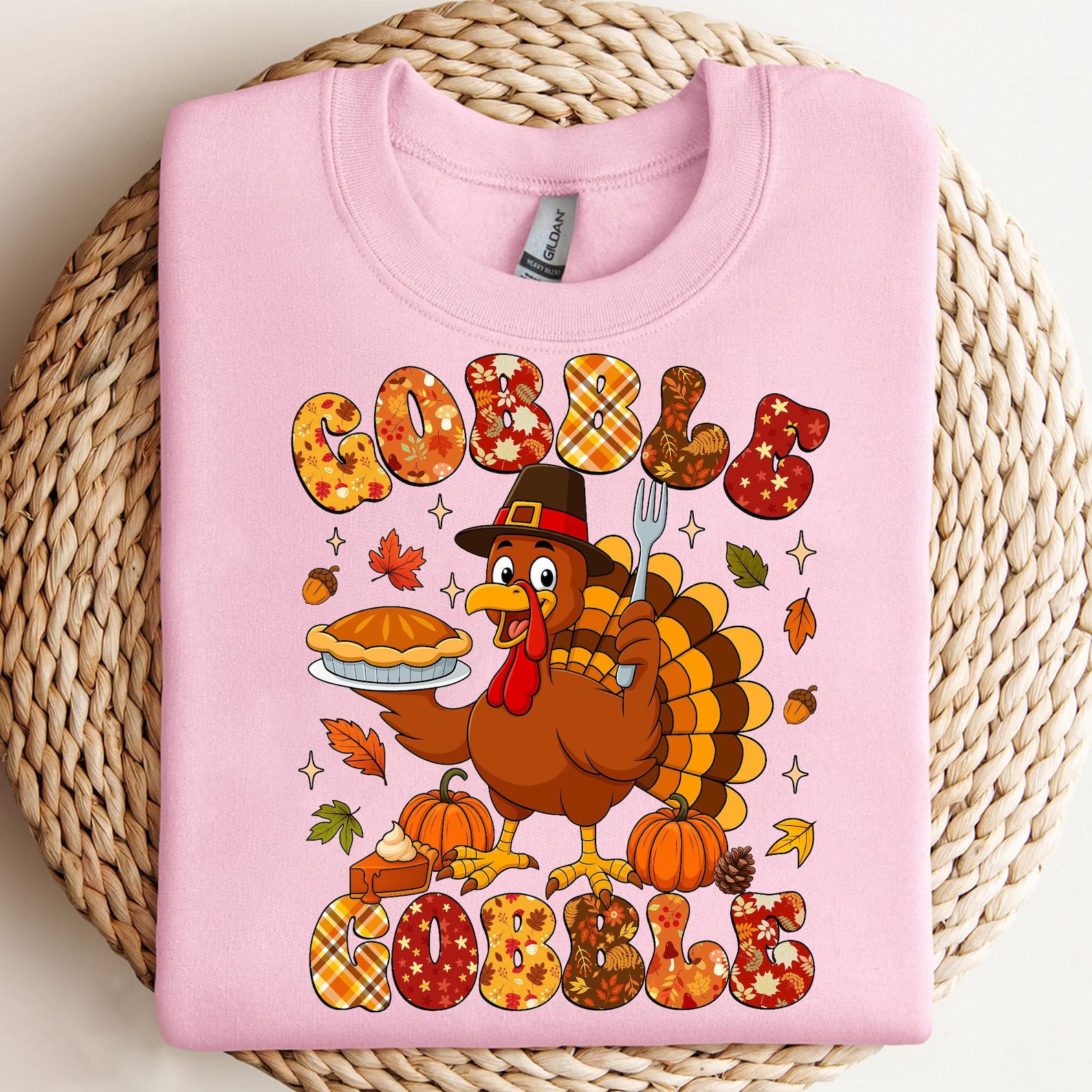 Gobble Til You Wobble PNG, Patchwork Turkey PNG, Funny Turkey Shirt ...