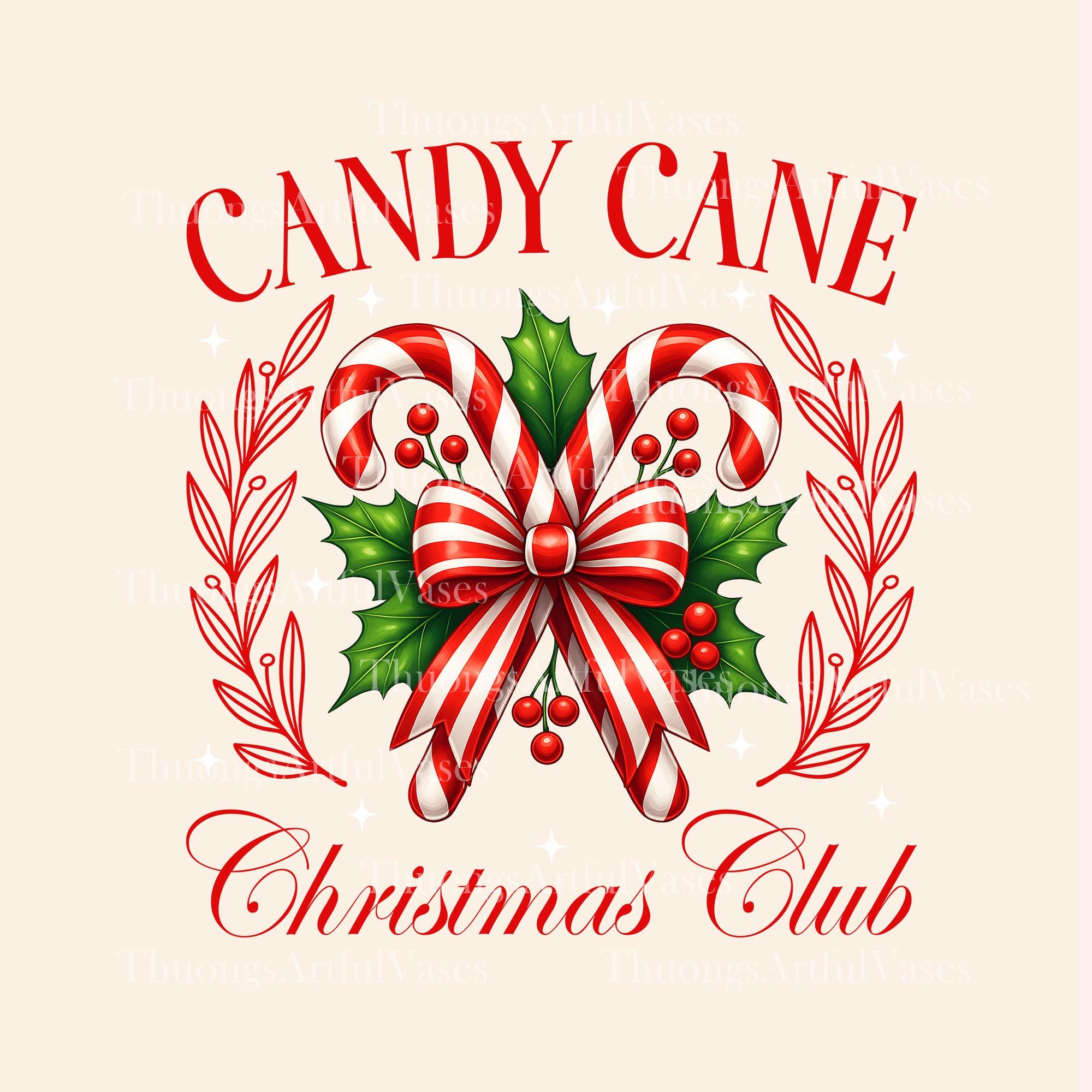 Candy Cane Christmas Club PNG, Retro Candy Cane Sweatshirt, Coquette ...