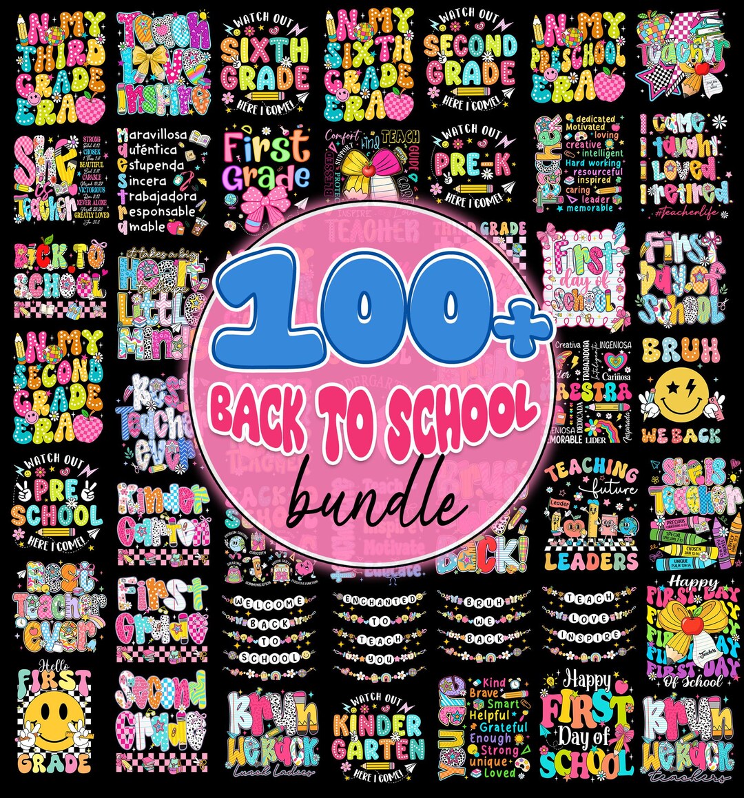 100+ Back to School Bundle PNG, Kindergarten, First Day of School ...
