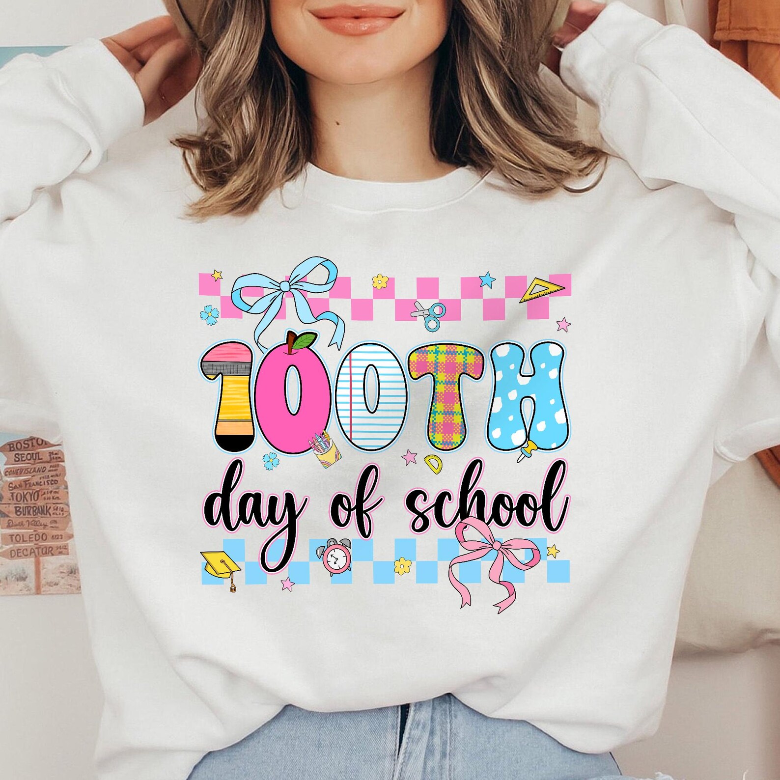 Preppy 100 Days of School PNG, Coquette 100th Day of School Shirt ...