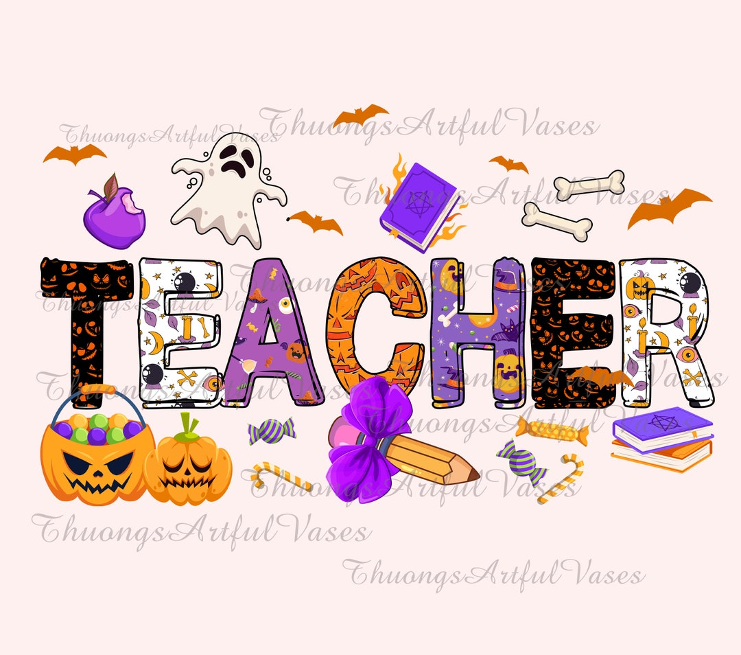 Retro Halloween Teacher PNG, Teacher Halloween Png, Teacher Pencil Png ...