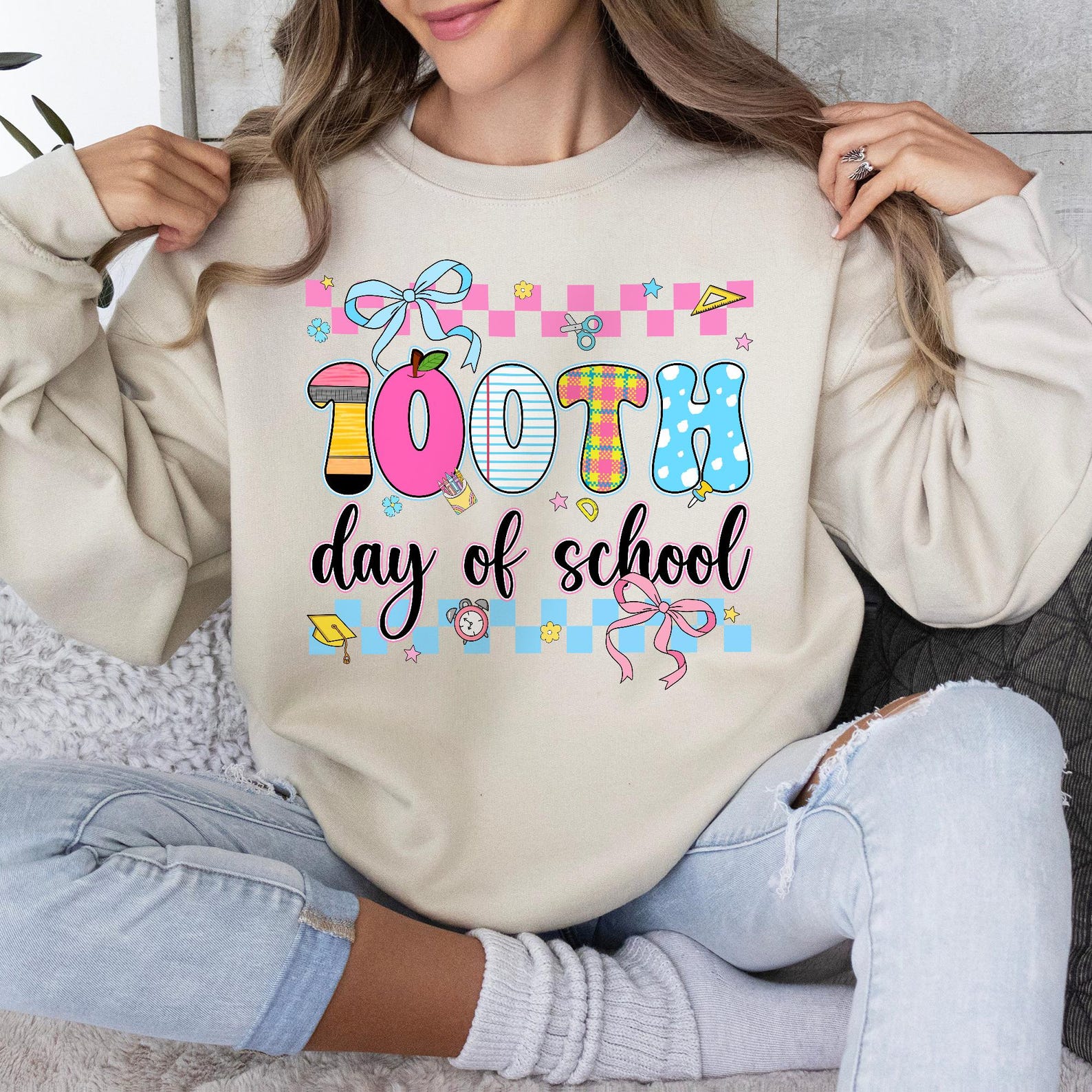 Preppy 100 Days of School PNG, Coquette 100th Day of School Shirt ...