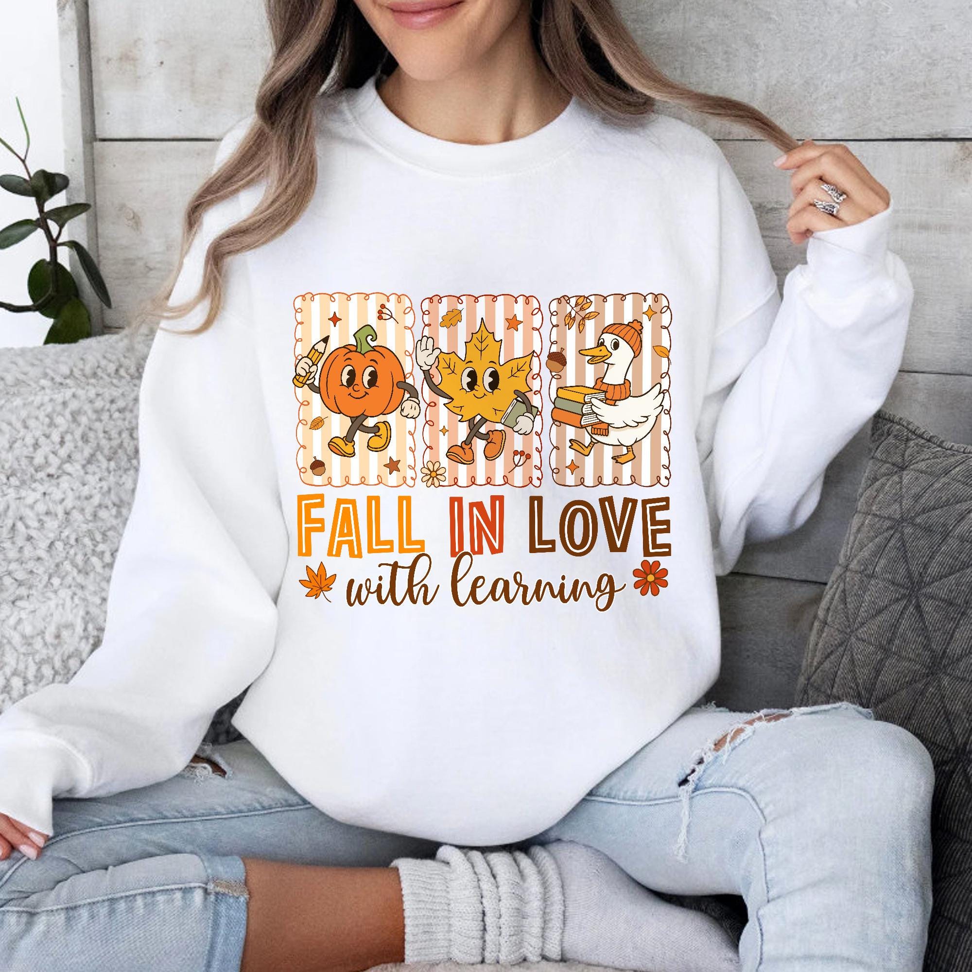 Fall in Love With Learning Png, Teacher Shirt Halloween, Gift Teacher ...