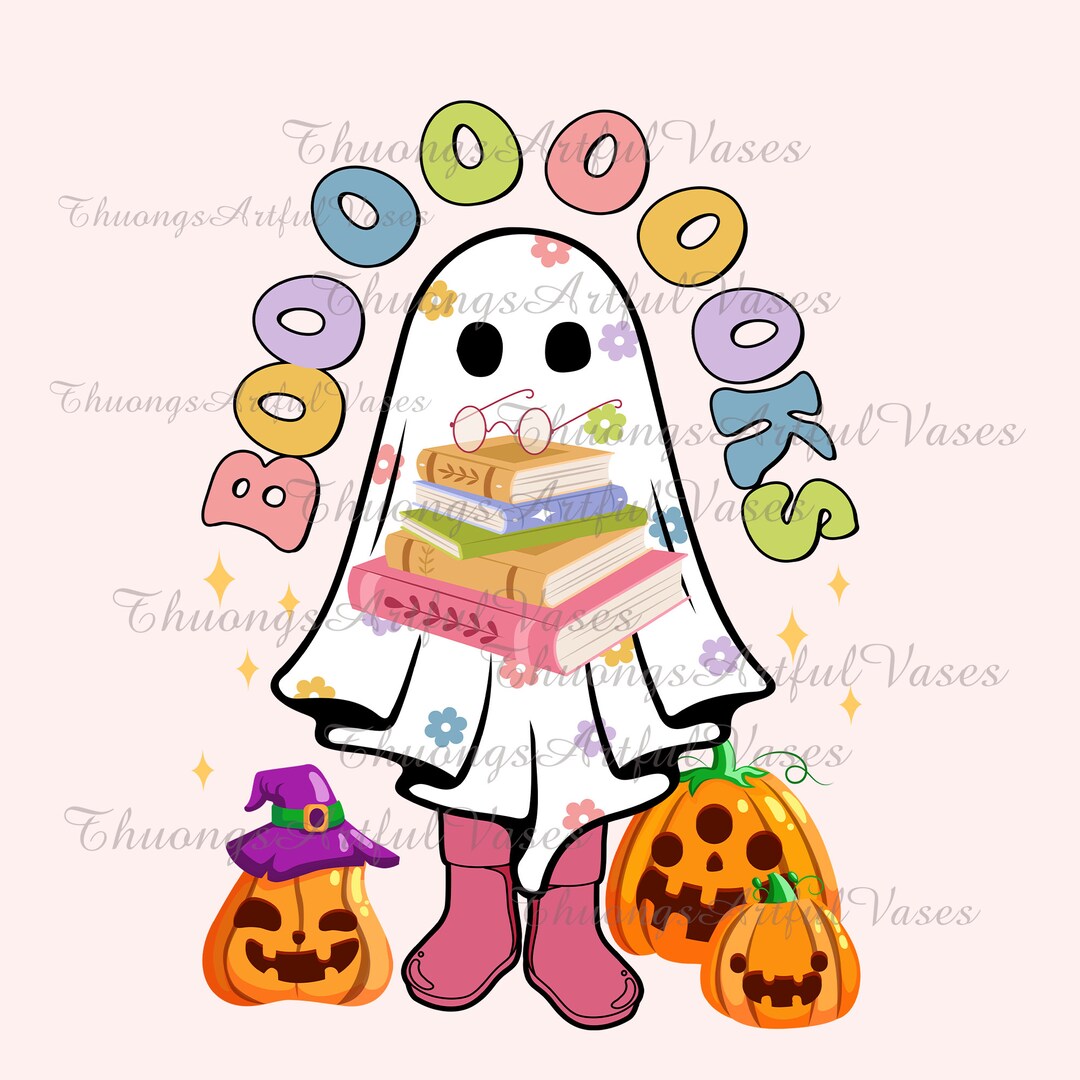 Cute Ghost Book Lover Png, Funny Book Lover Halloween PNG, Cute Ghost ...
