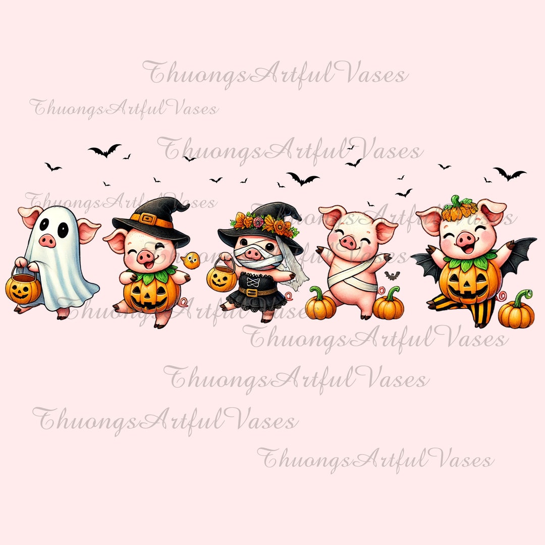 Cute Halloween Pigs Png, Funny Pumpkin Pig Png, Halloween Pig Animal ...