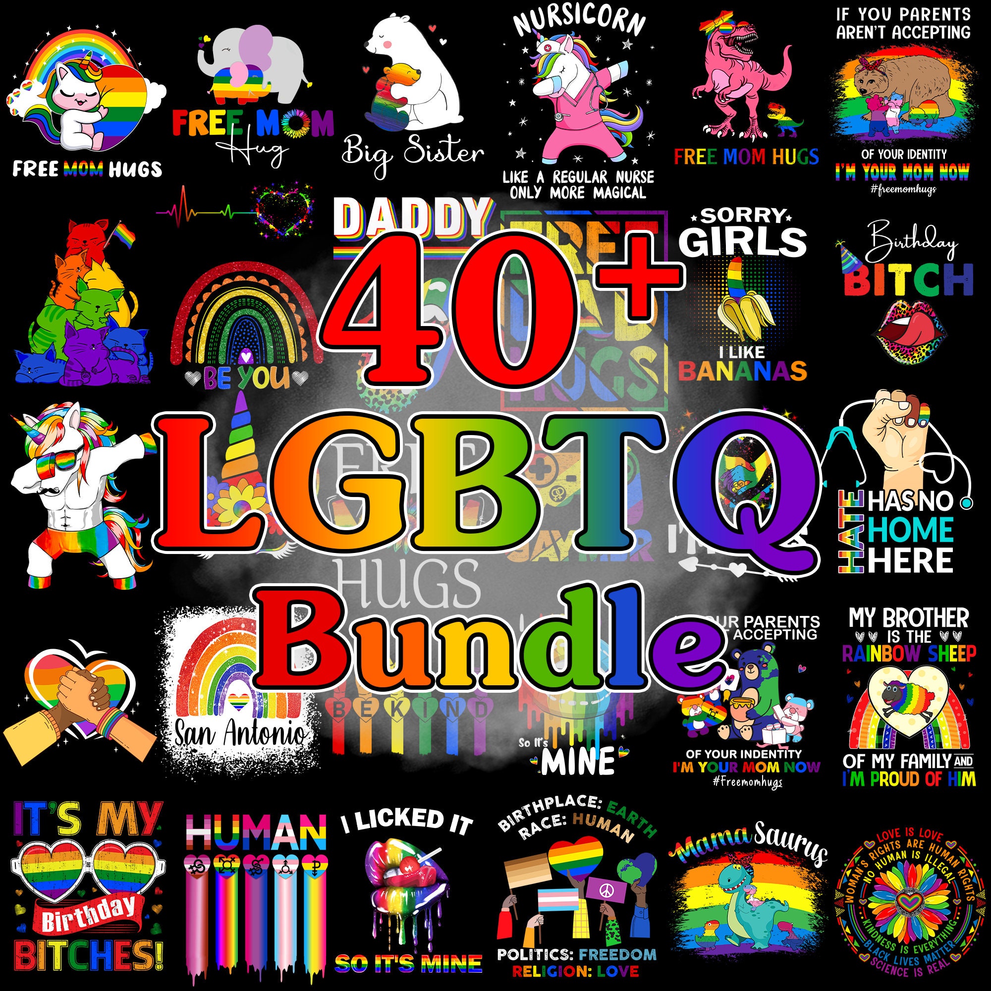 40+ LGBTQ PNG Bundle, Gay Pride Png, Pride Month Lgbt Design, Rainbow ...