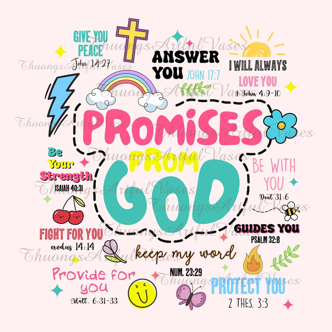 Promises From God Png Design, Retro Christian Sublimation, Jesus Doodle ...