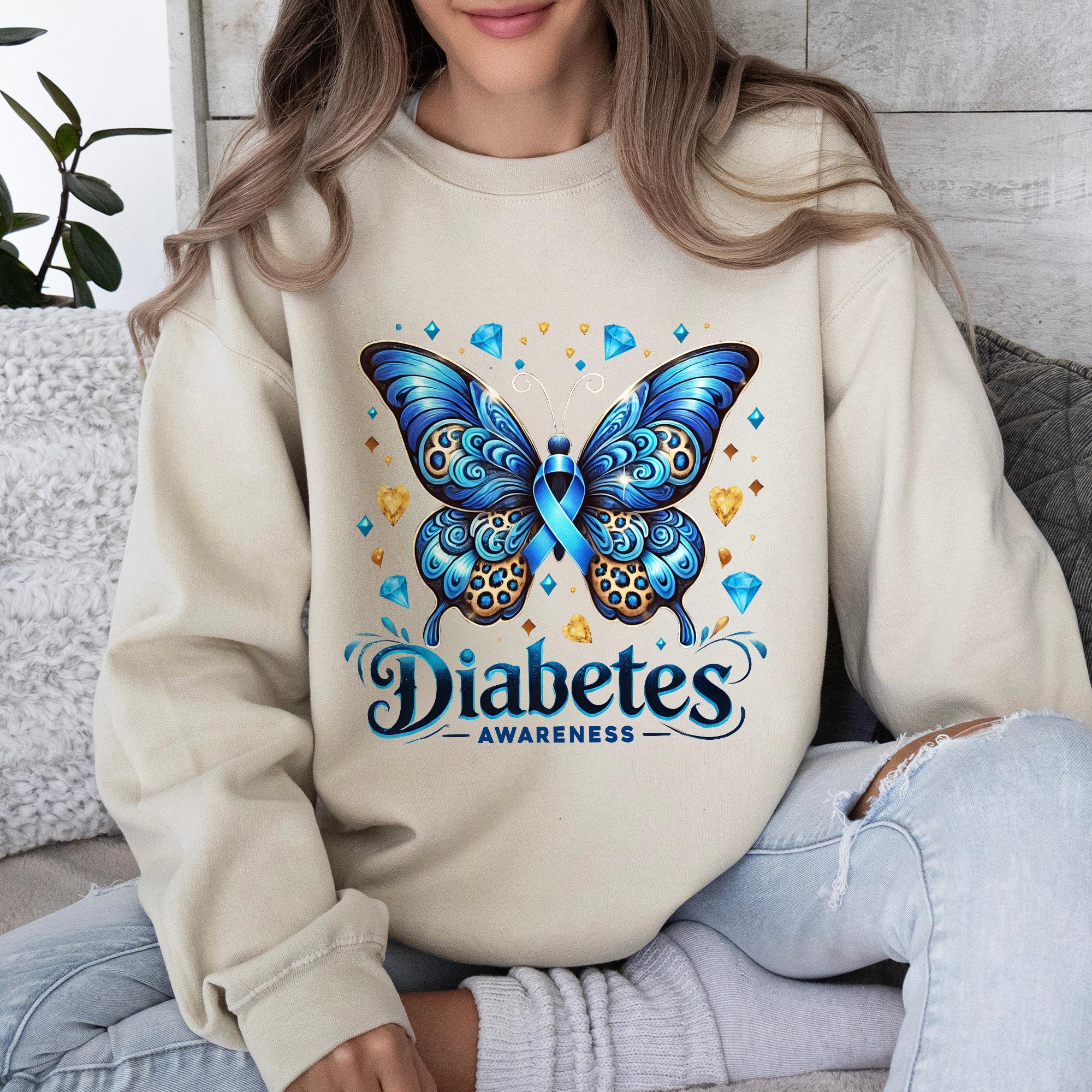 Diabetes Awareness PNG, in November We Wear Blue Shirt Png, Butterfly ...