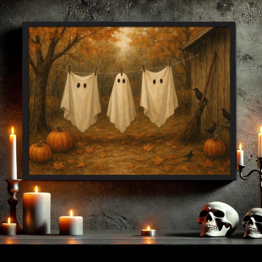 Halloween Laundry Room Poster, Farmhouse Halloween Decor, Gothic Wall ...
