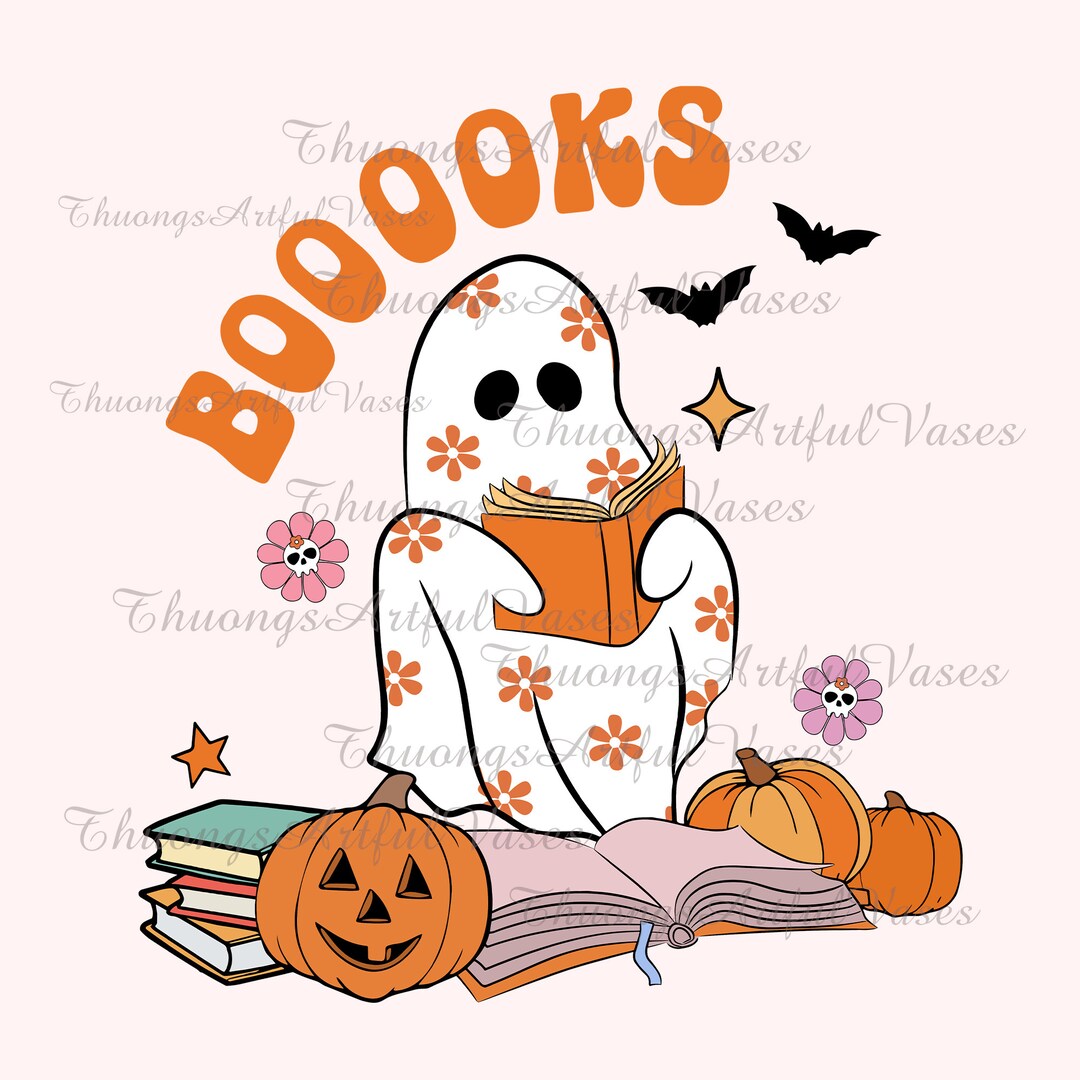 Funny Book Lover Halloween PNG, Booooks Png, Cute Ghost Book Nerd ...