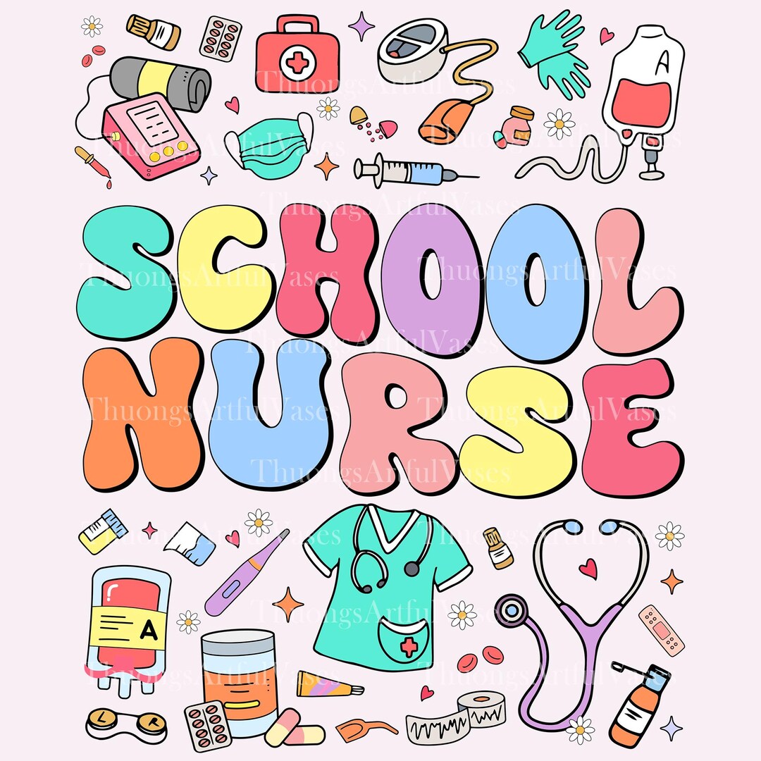 School Nurse Png, Nurse Png, Groovy Retro Sublimation Design, School ...