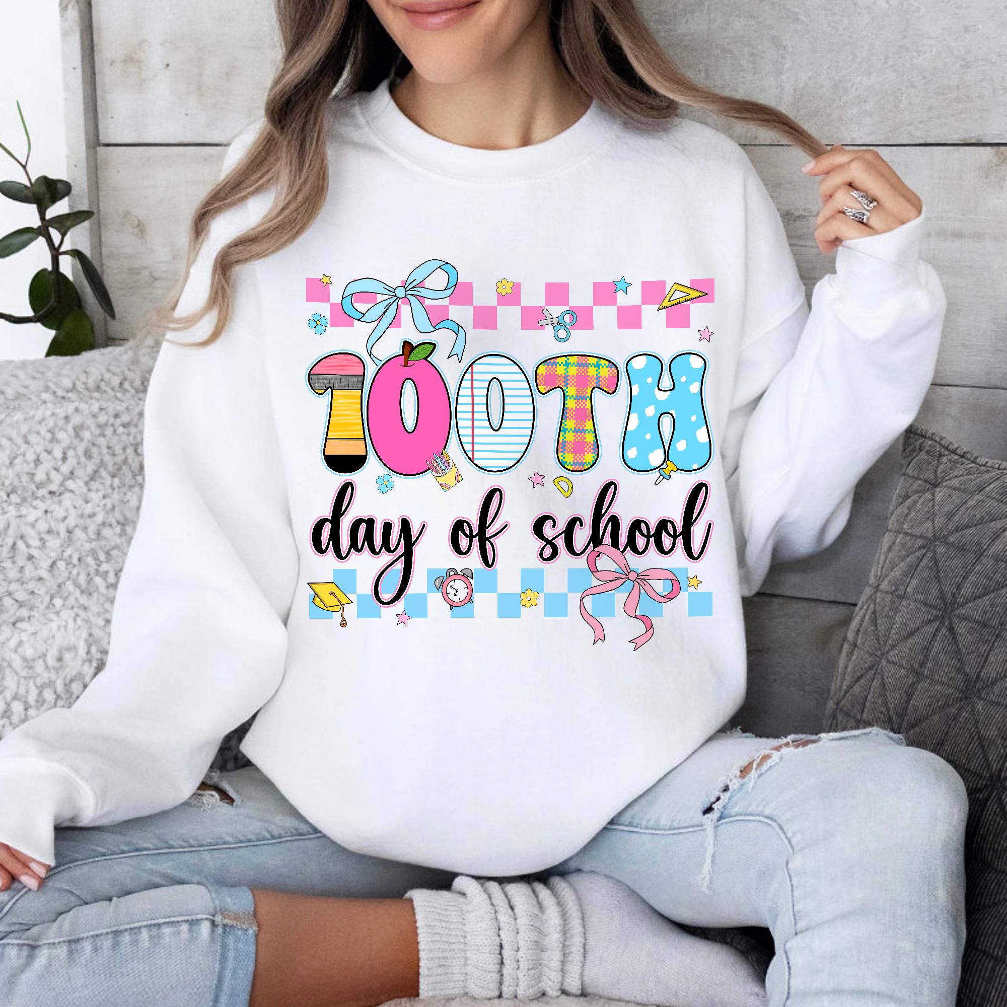 Preppy 100 Days of School PNG, Coquette 100th Day of School Shirt ...
