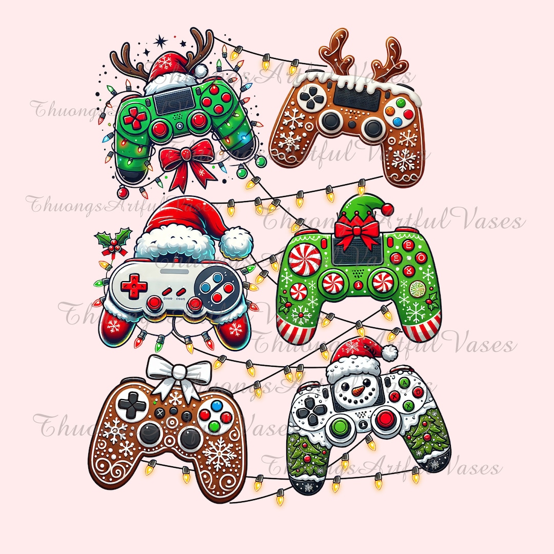 Christmas Controller Gaming Png, Christmas Gamer Png, Santa Hat Video ...