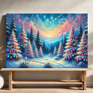 Winter Forest Painting Christmas Print, Forest Snowfall in Winter ...