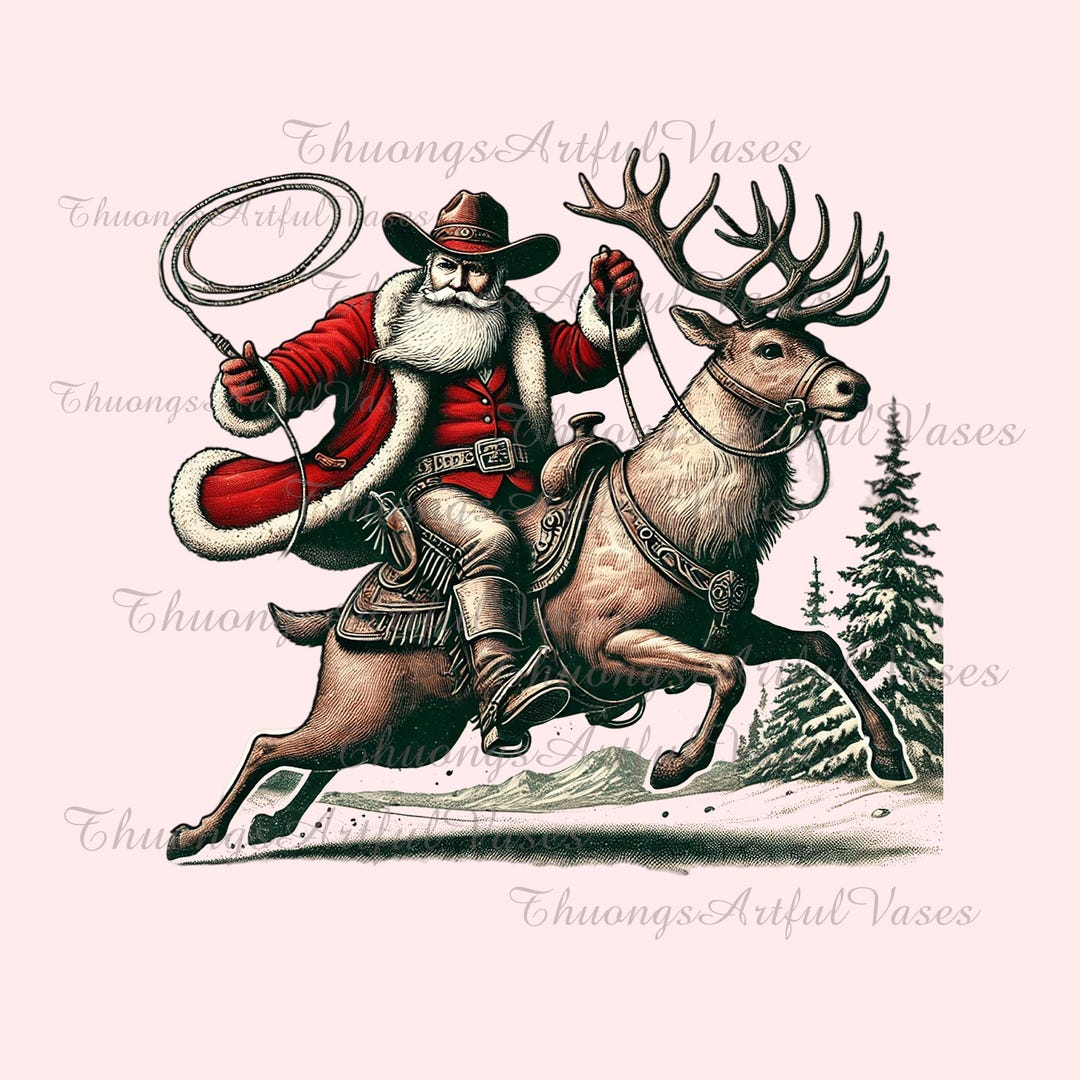 Cowboy Santa Jingle Horse Reindeer Png, Western Christmas, Trendy ...