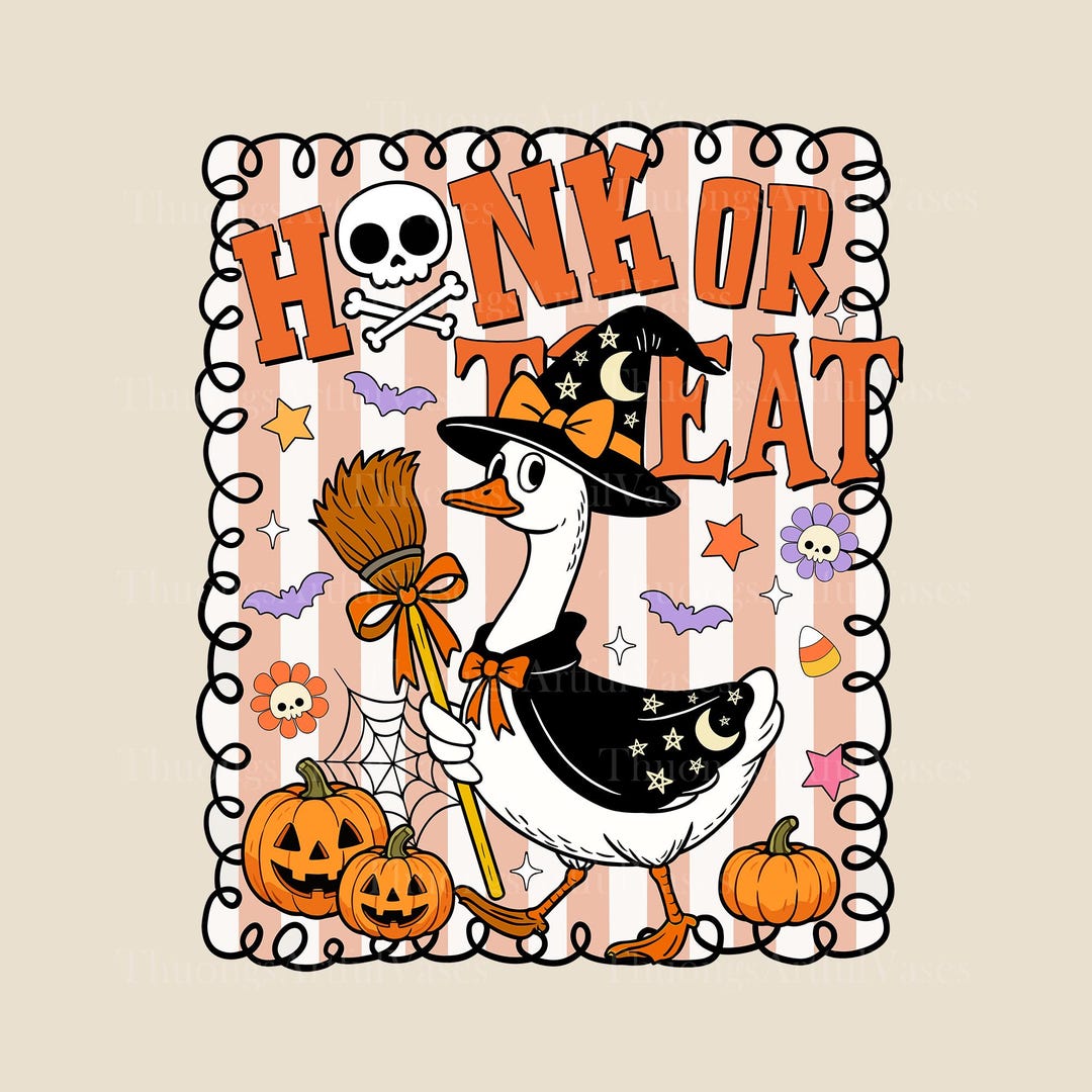 Honk or Treat Halloween Goose Png, Cute Goose Witchy Halloween Png ...
