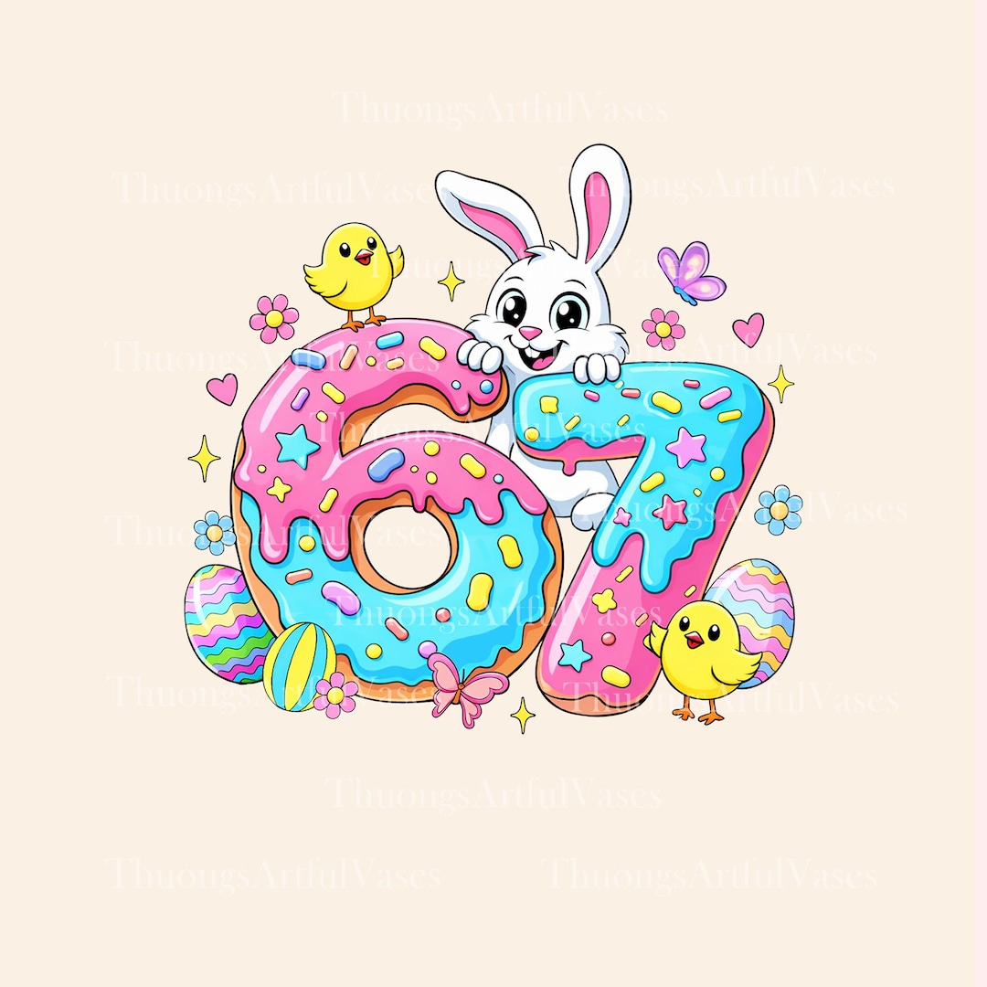 Happy Easter Day 67 Bunny PNG, Six Seven Easter Day, 67 Easter Egg, 67 ...