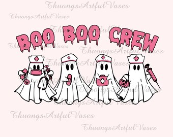 Boo Boo Crew Nurse Png Funny Ghost Retro Halloween Nurse Png, Boo Boo ...