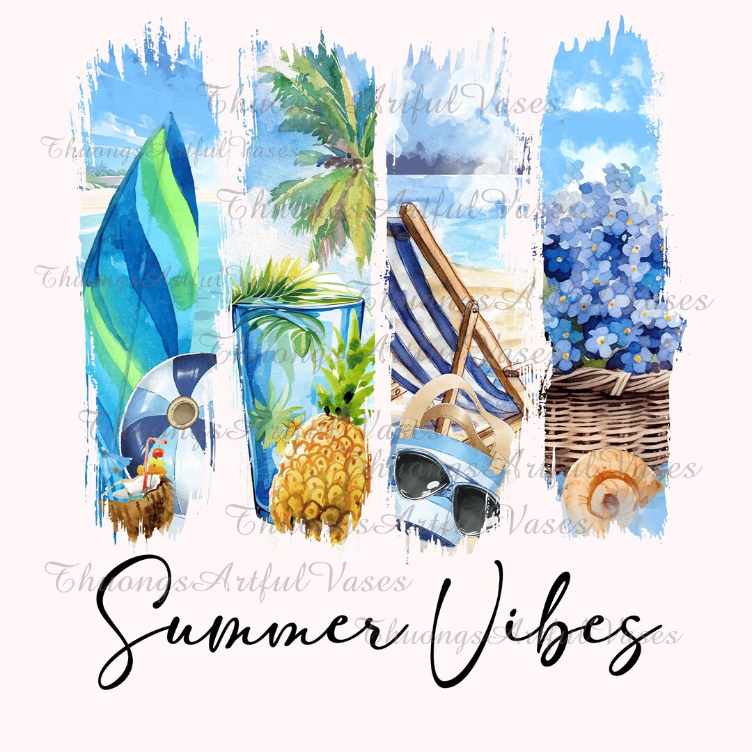 Summer Vibes PNG, Retro Summer Png, Beach Scene Sublimation PNG, Summer ...
