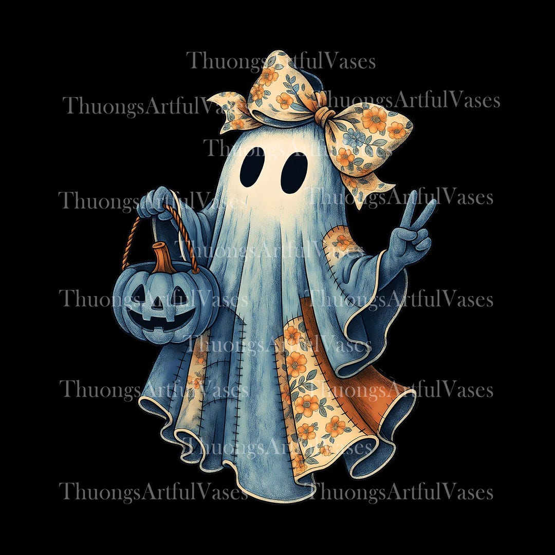Retro Halloween Blue Denim Ghost Png, Cute Boo Ghost Coquette Shirt ...