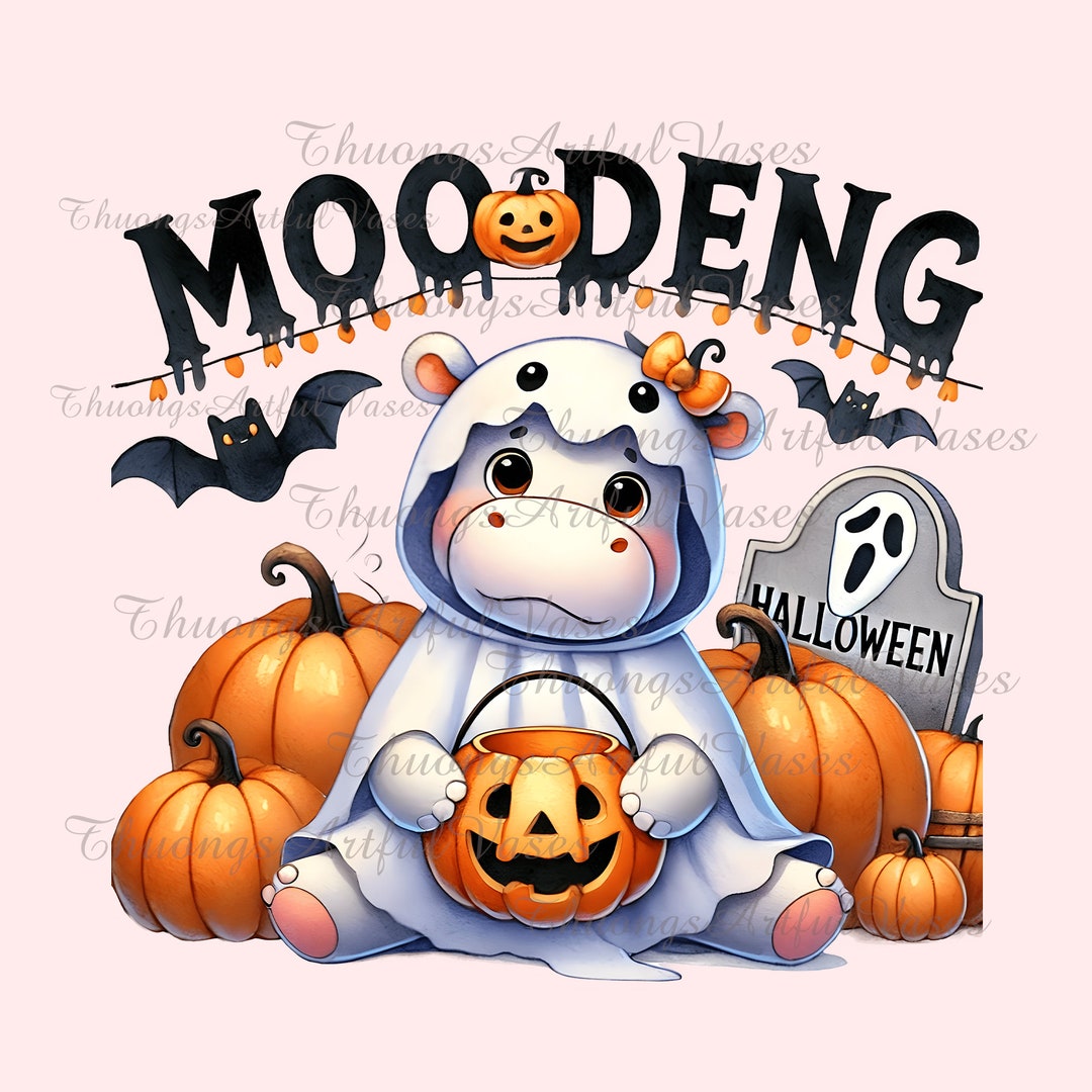 Funny Moo Deng Halloween Png, Bouncy Pig Png, Baby Hippo Png, Moo Deng ...