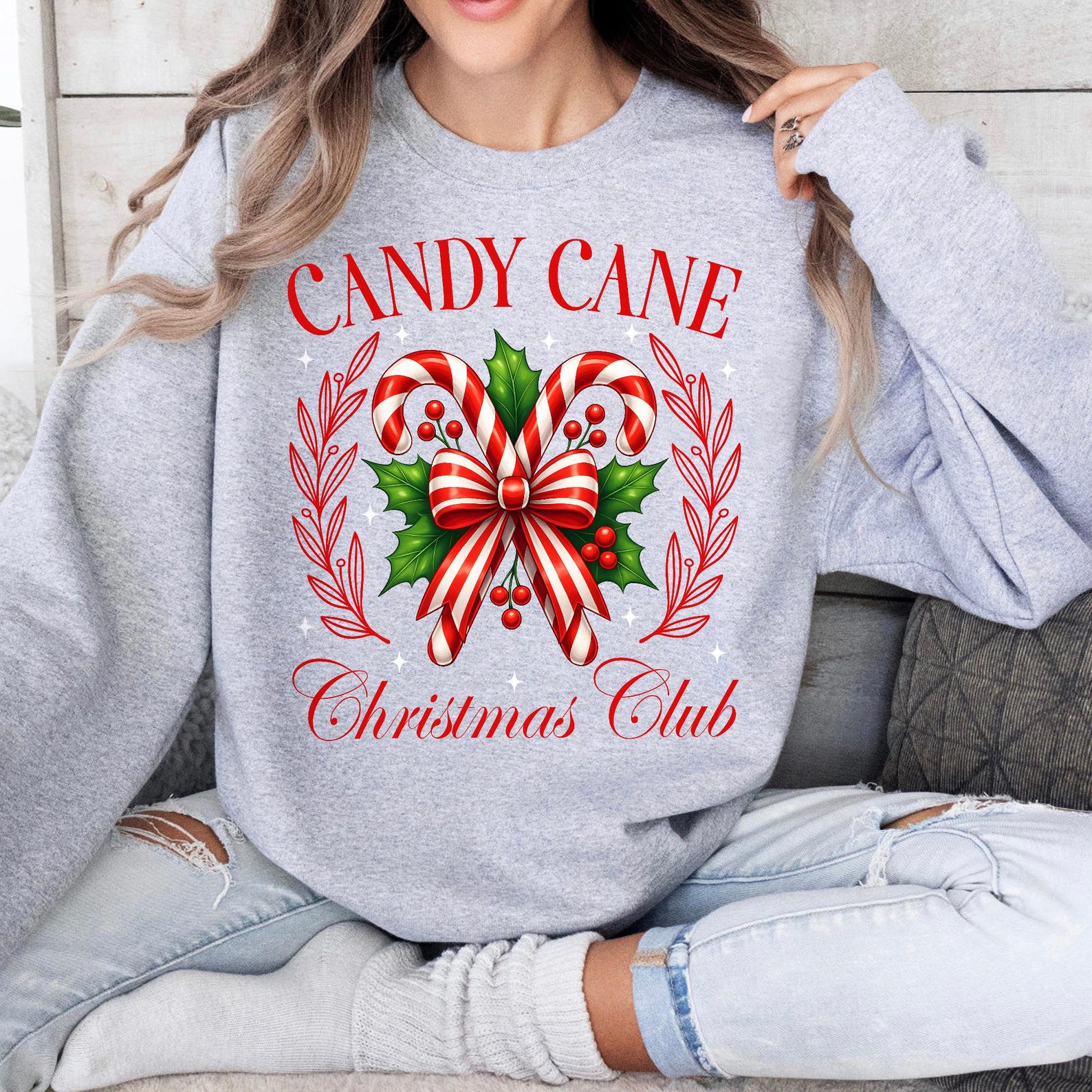 Candy Cane Christmas Club PNG, Retro Candy Cane Sweatshirt, Coquette ...