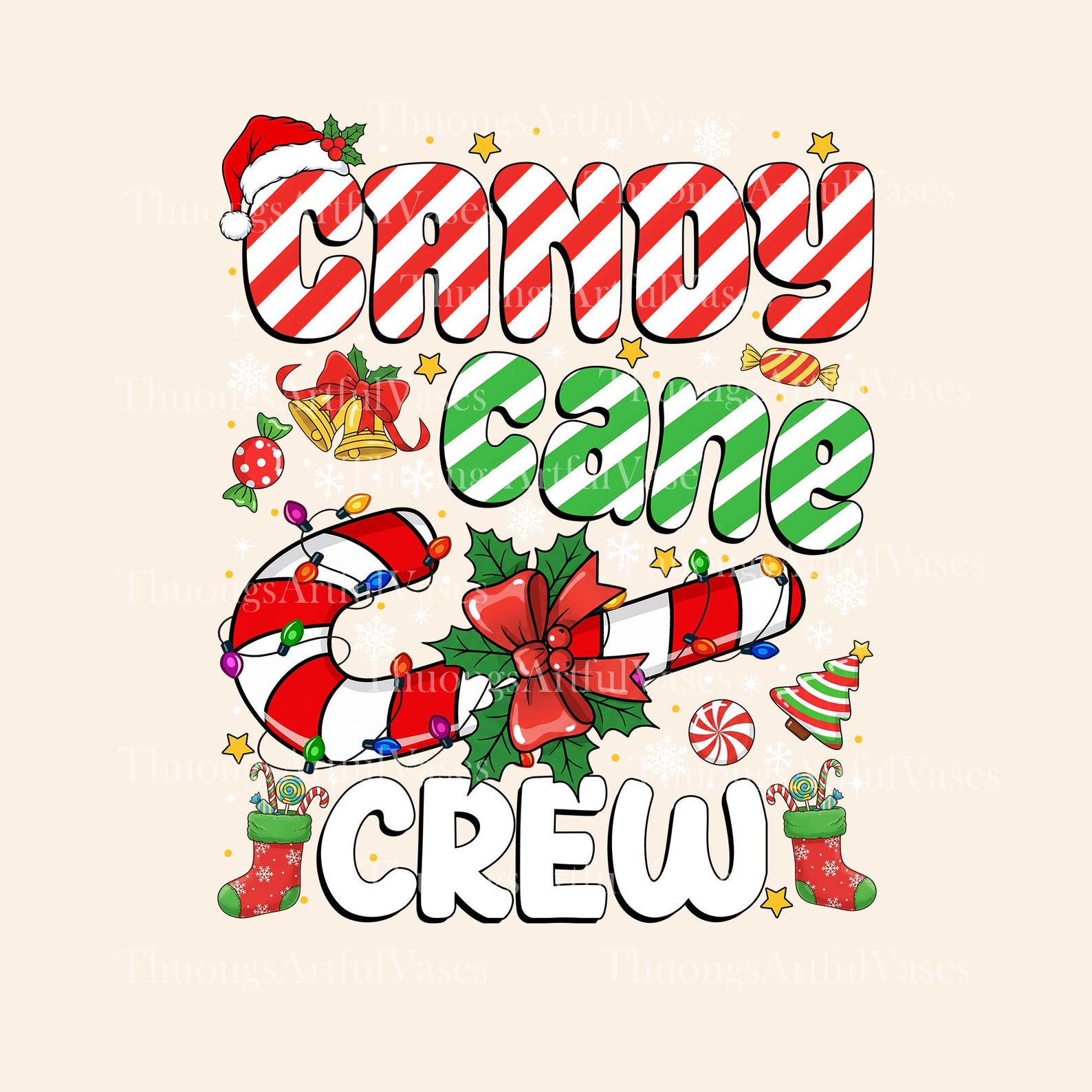 Candy Cane Crew Christmas PNG, Retro Christmas Candy, Holiday Candy ...