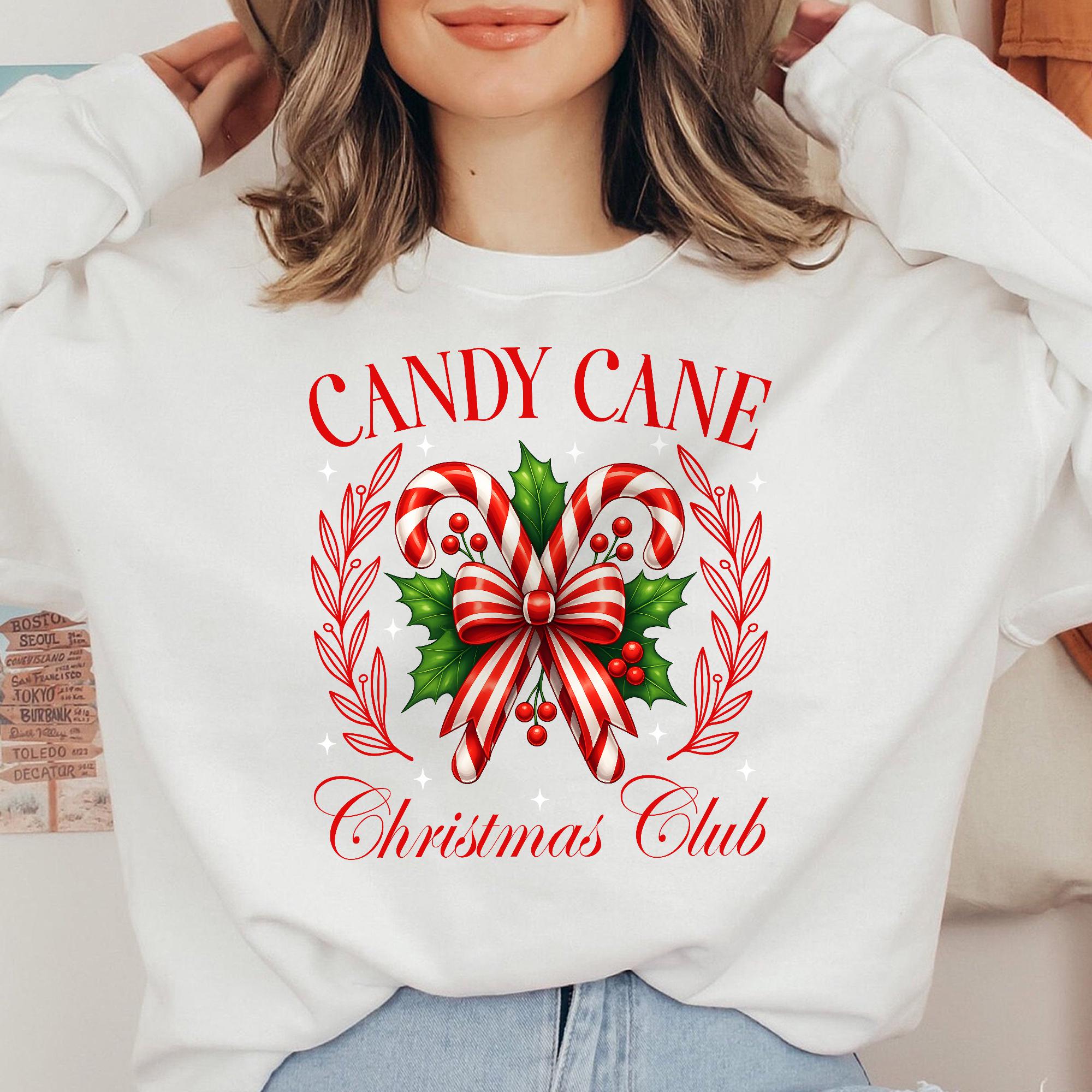 Candy Cane Christmas Club PNG, Retro Candy Cane Sweatshirt, Coquette ...