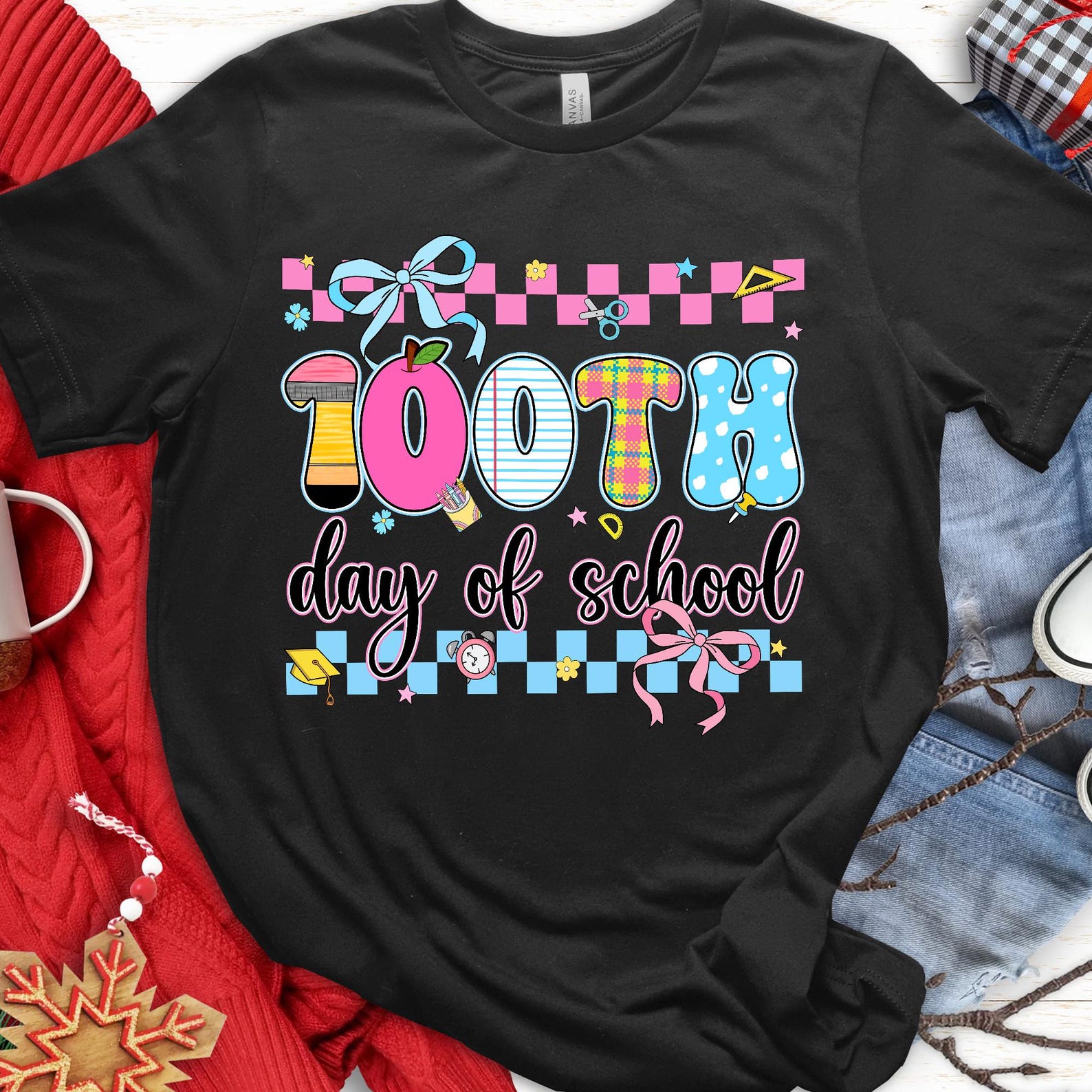 Preppy 100 Days of School PNG, Coquette 100th Day of School Shirt ...