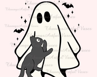 Cute Ghost SVG PNG, Black Cat Png, Halloween Svg, Trending Png, Spooky ...